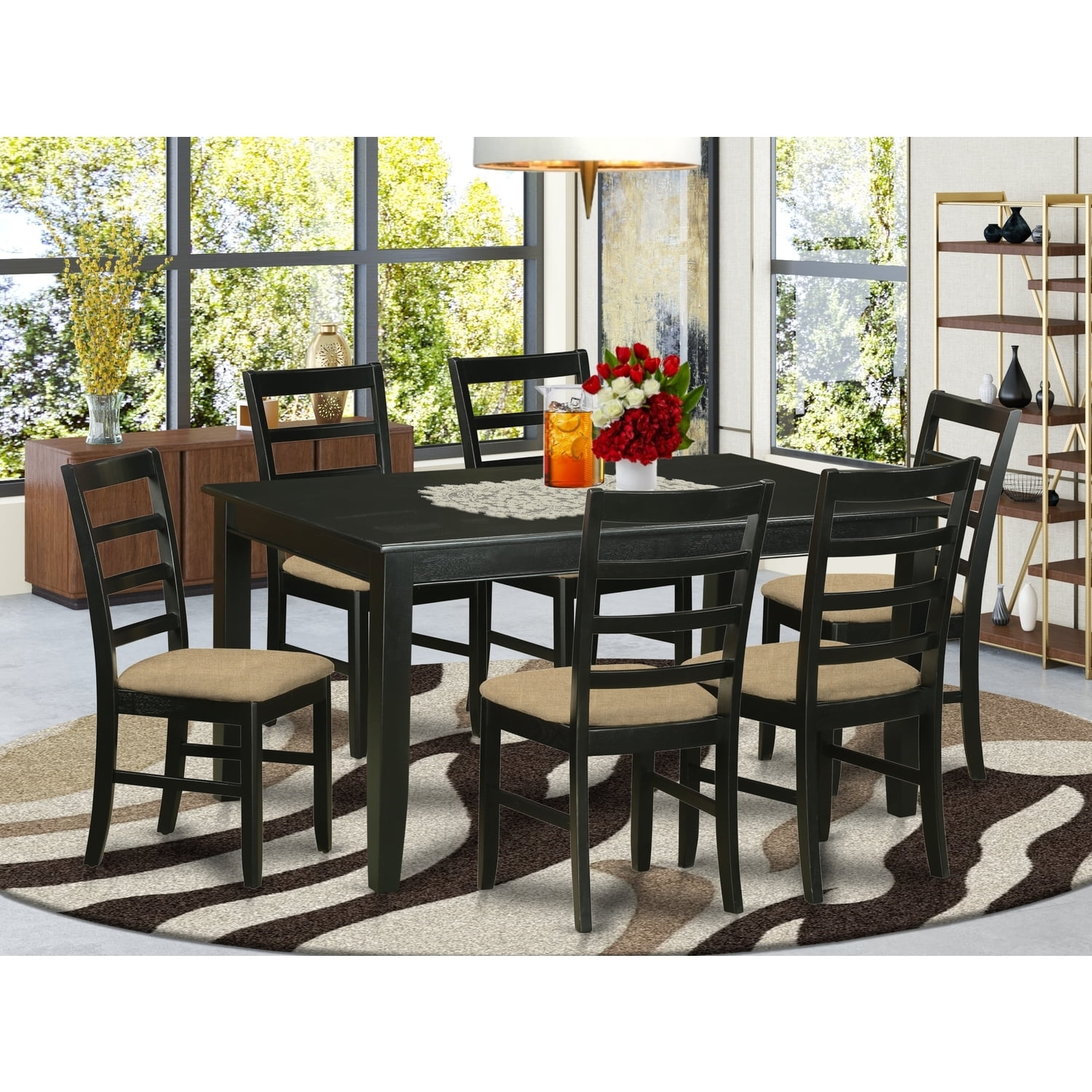 Modern 7-Piece Dinette Set - Kitchen Table & 6 Chairs - Rectangular ...