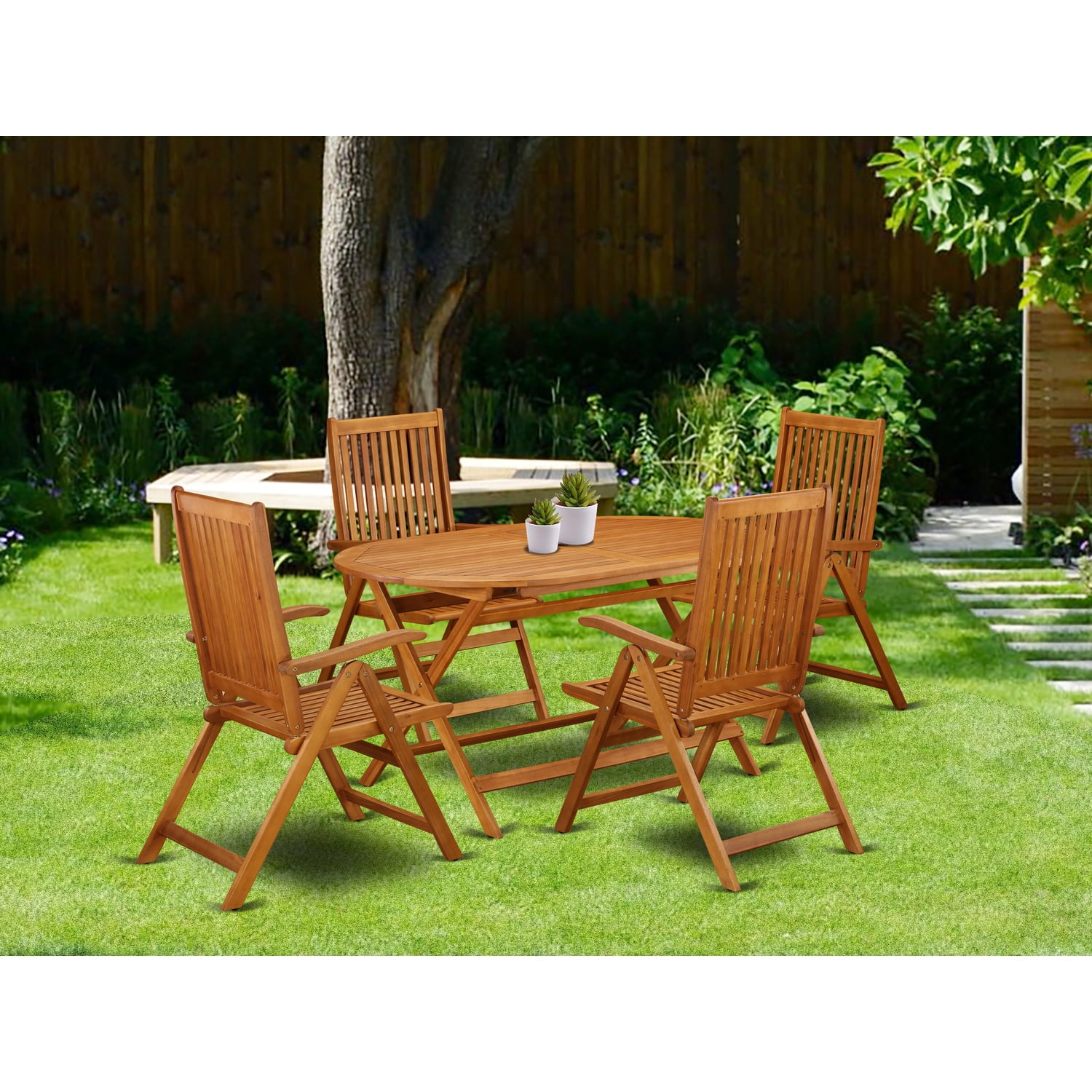 Acacia Patio Dining Set - 5 Piece Outdoor Table & Chairs ...