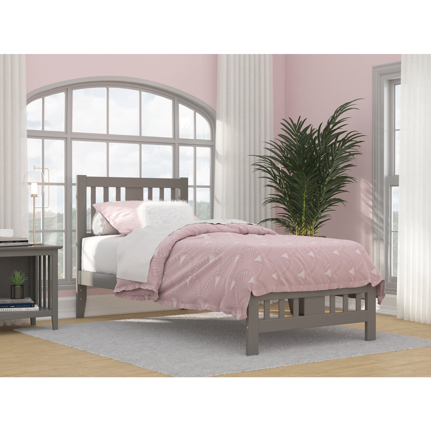HomeStock Mediterranean Mingle Twin Extra Long Bed with Footboard in Grey - Walmart.com