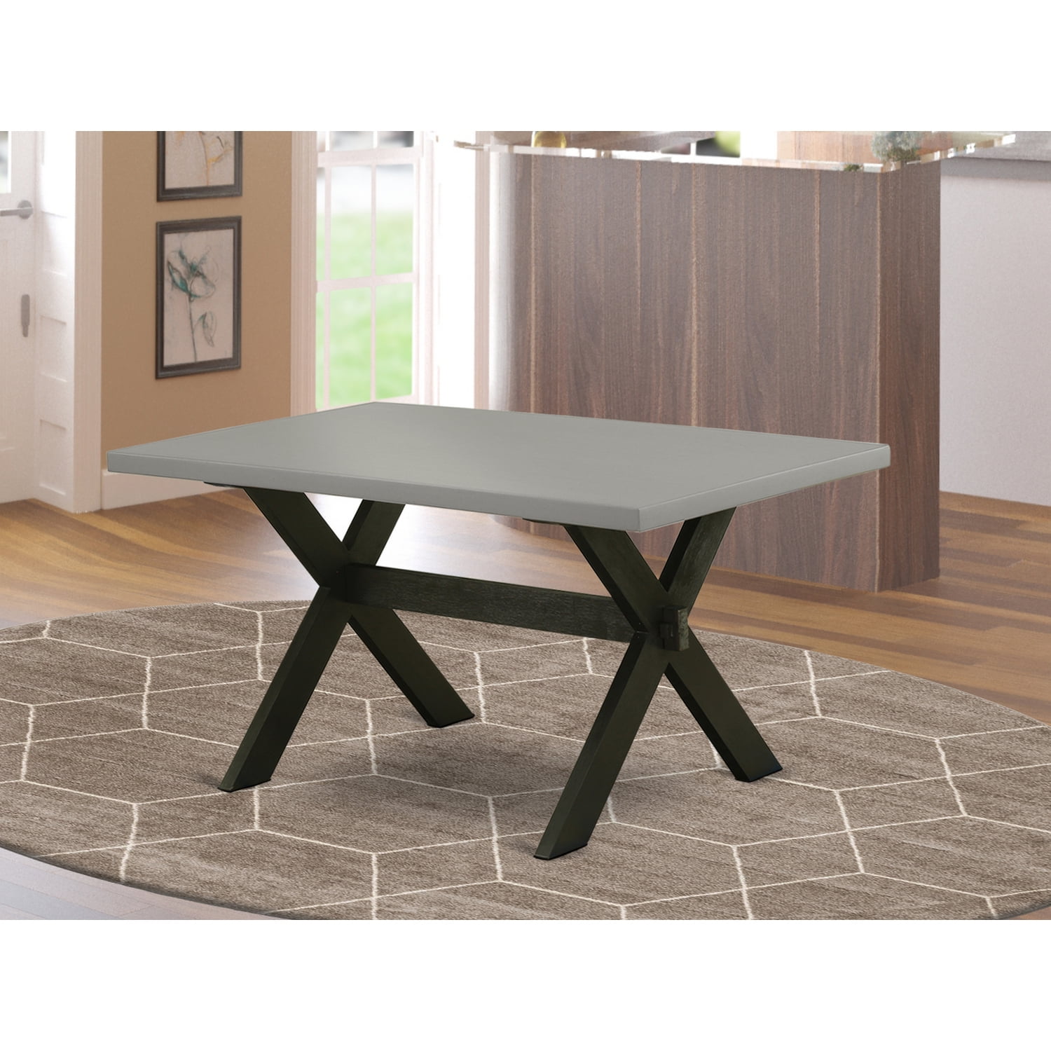 Mediterranean Dining Table - 36x60 X-Style Table with Cement TopBlack ...