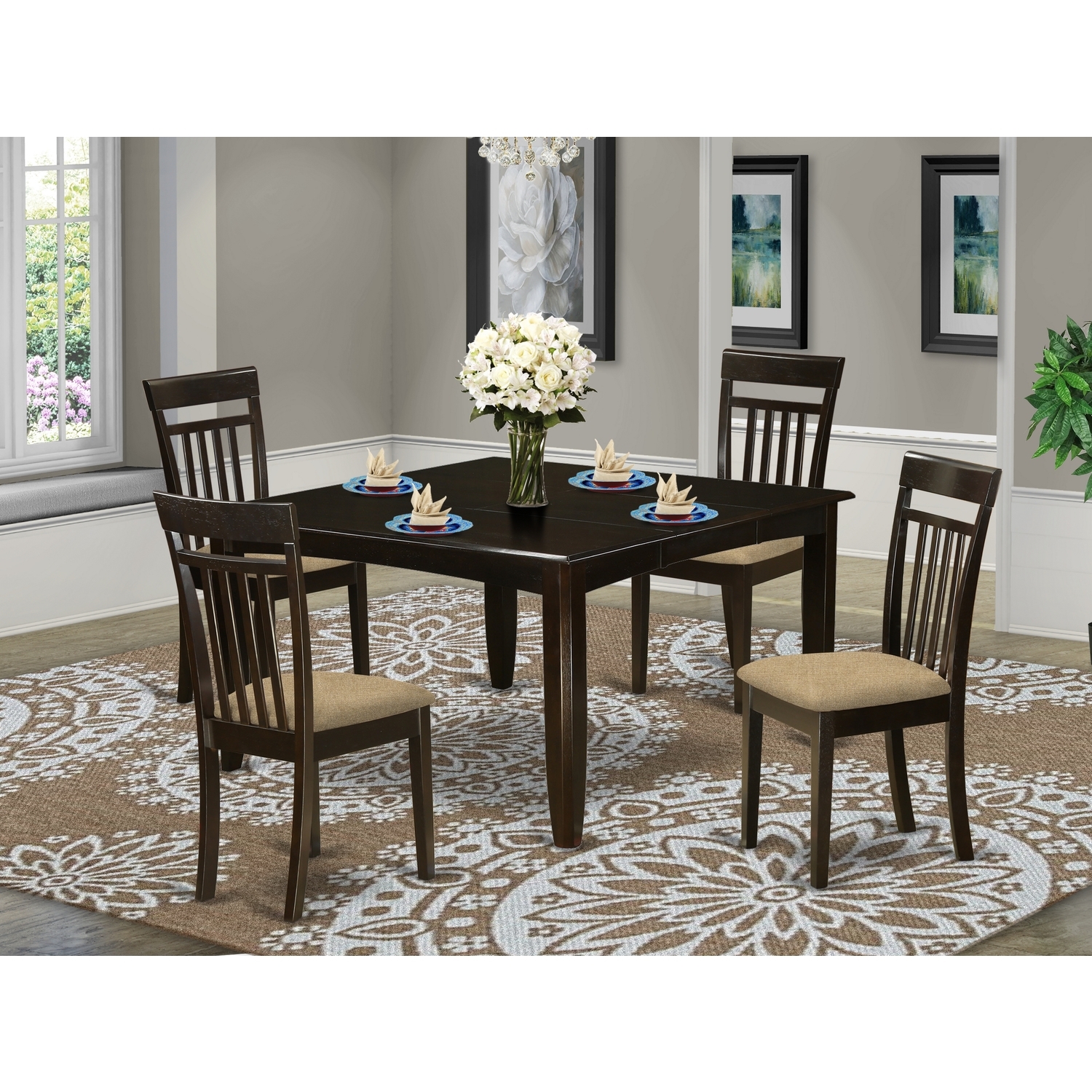 HomeStock Mid-Century Marvel 5 Pc Dining Room Set For 4-Dinette Table ...