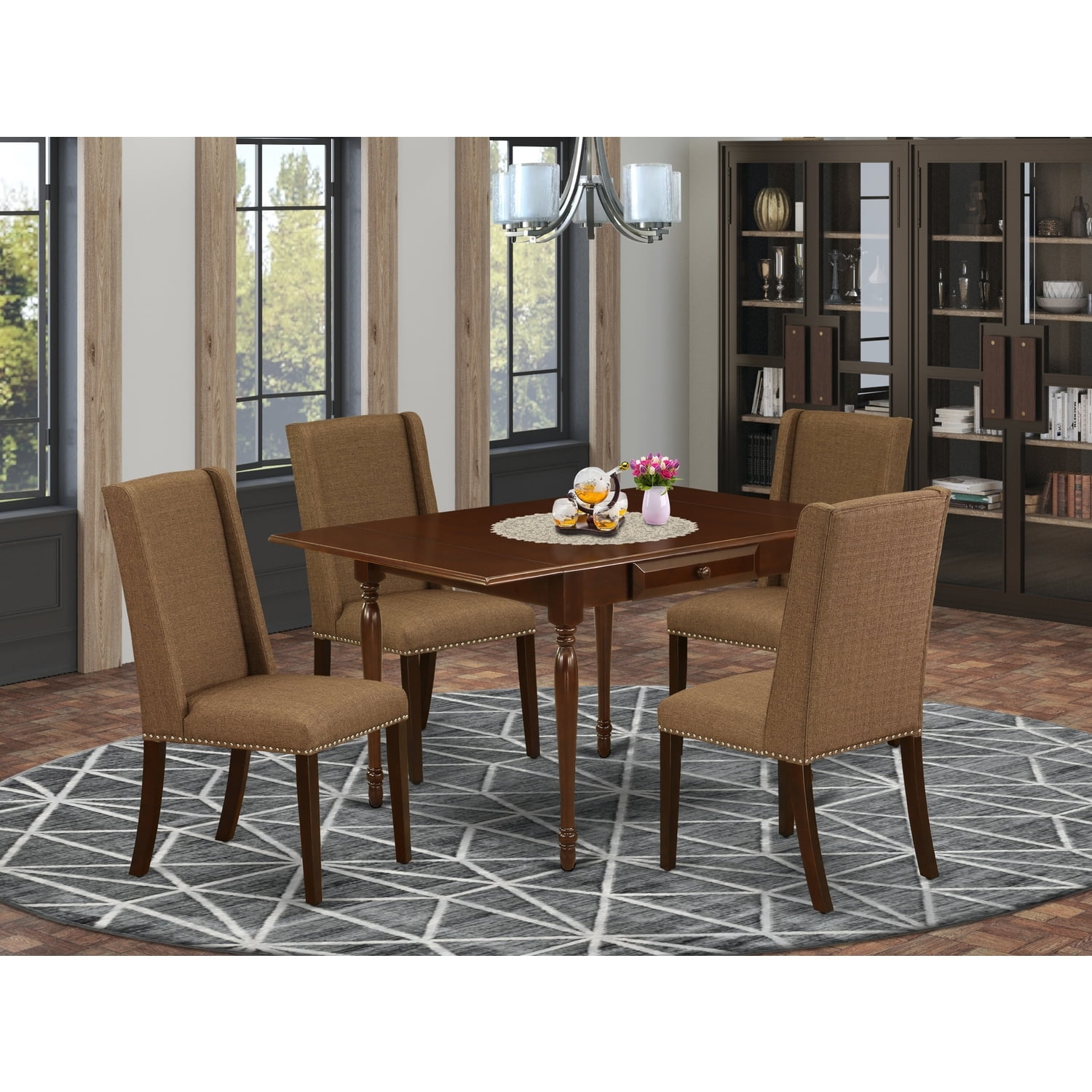 HomeStock Mid-Century Marvel 5-Pc Kitchen Set- 4 Upholstered Dining ...