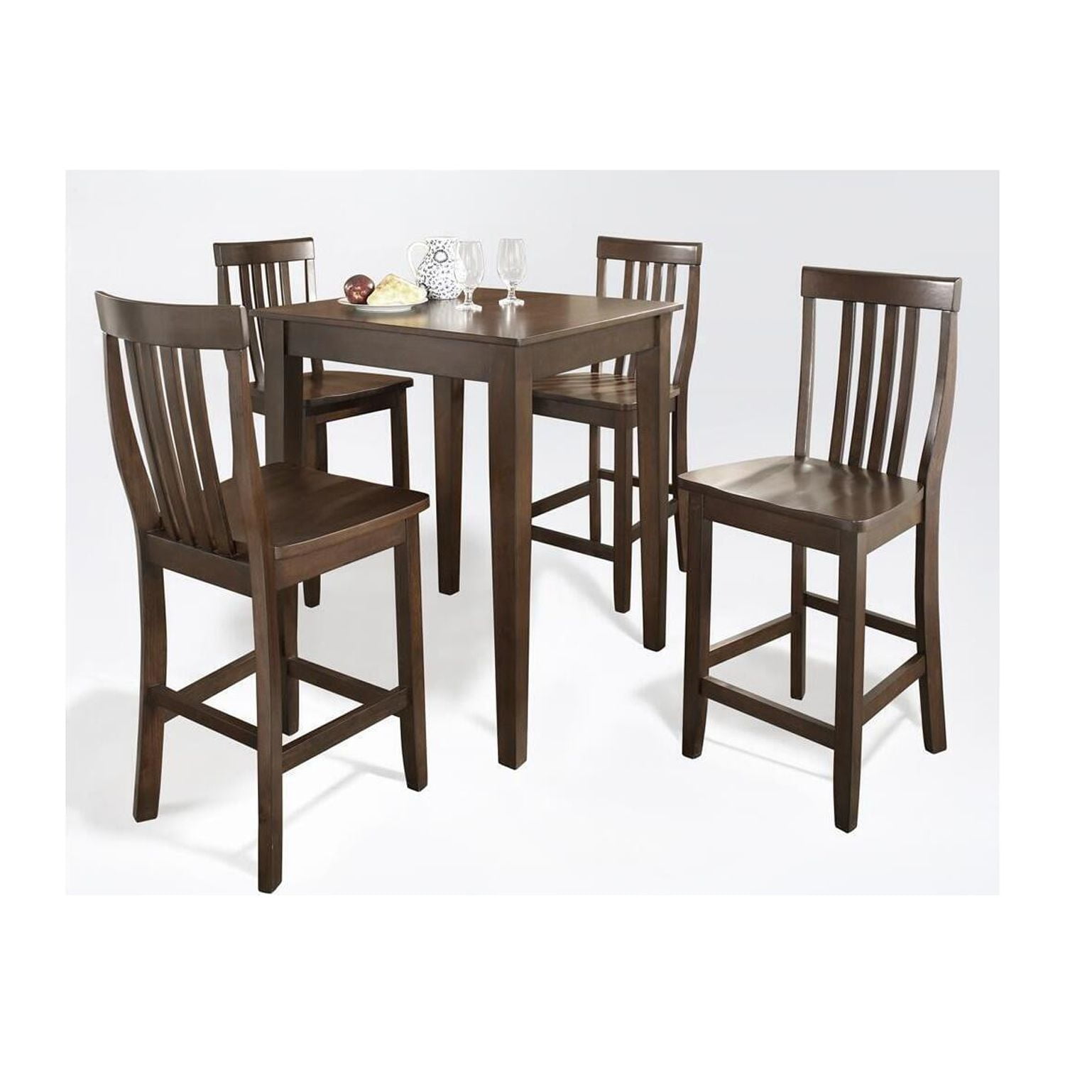 HomeStock Mid-Century Marvel 5Pc Pub Dining Set W/School House Stools ...