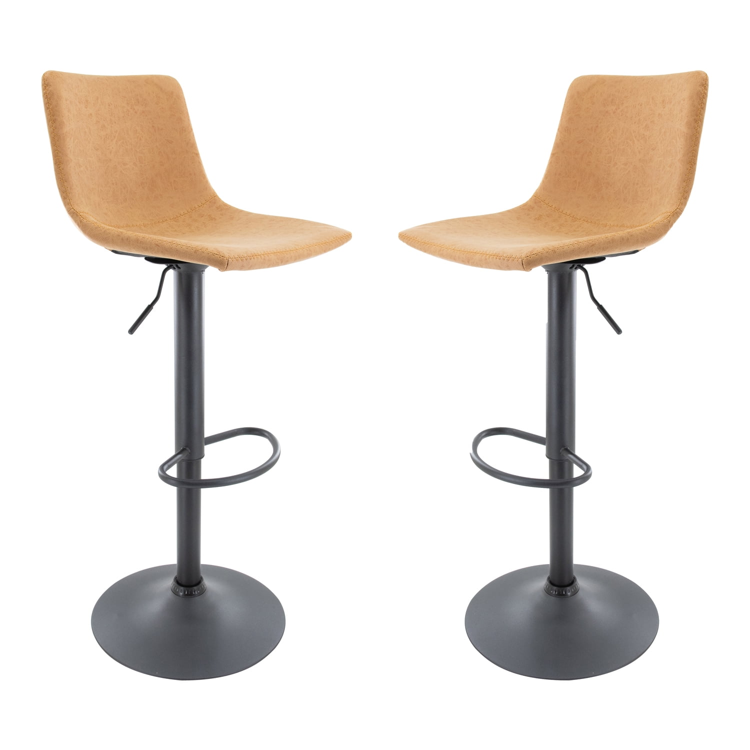 Modern Adjustable Bar Stools - Mid-Century Swivel Set of 2 - Kitchen ...