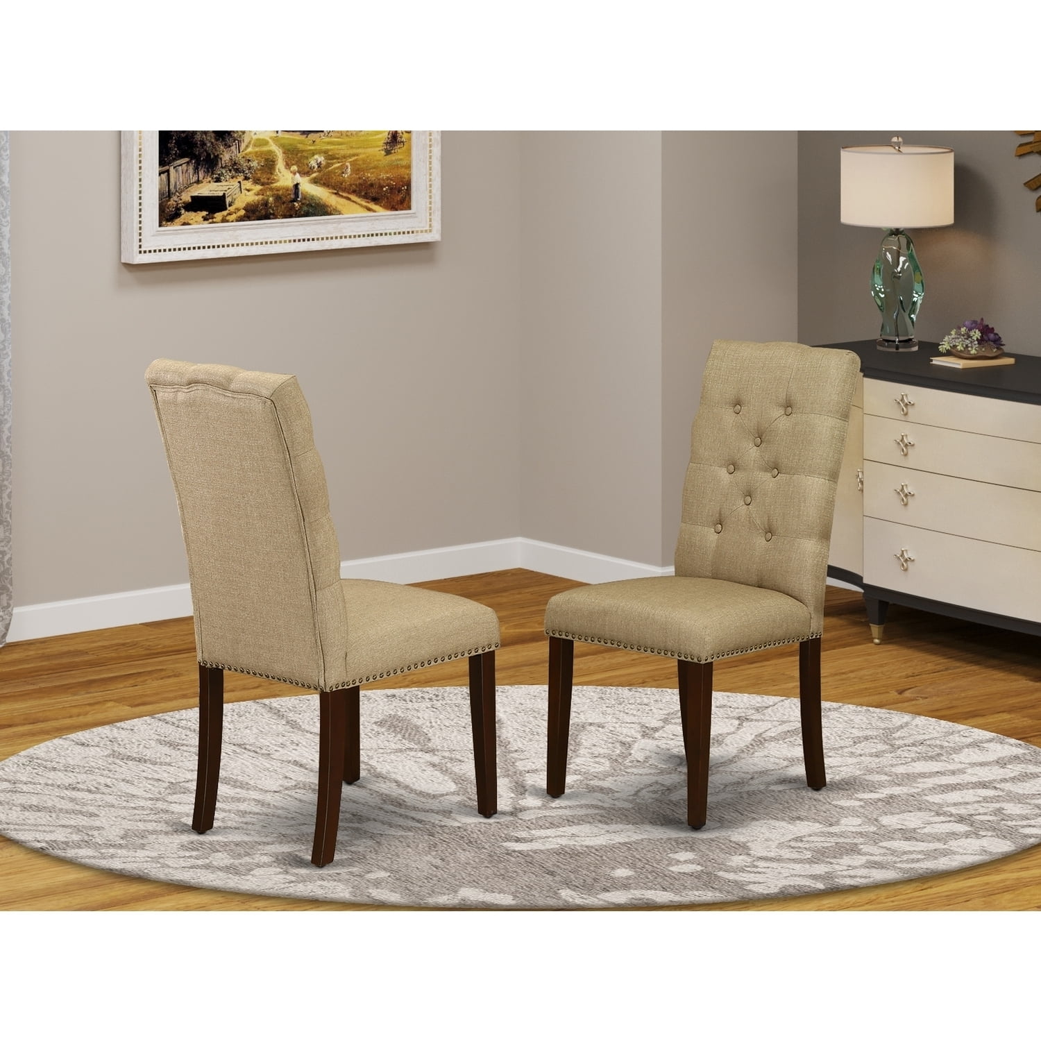 Mid-Century Parson Chair - Modern Upholstered Dining Chair Set of 2 ...