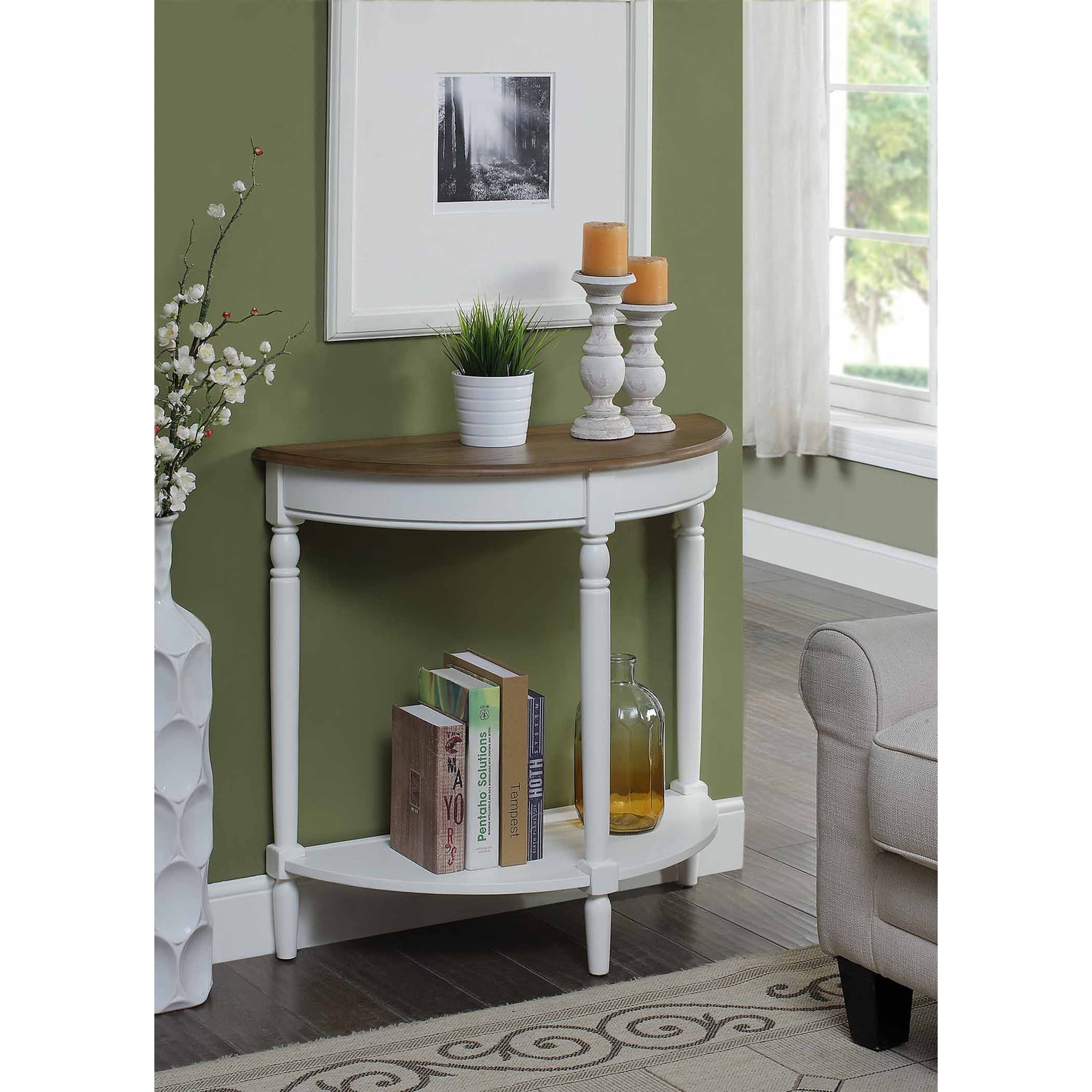 HomeStock Modern Marvel Half-Round Entryway Table with Shelf - 30" x 15 ...