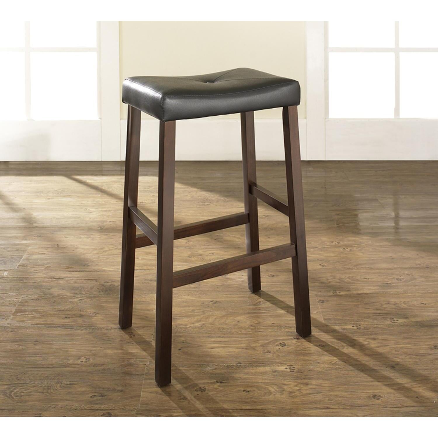 HomeStock Modern Marvel Upholstered Saddle Seat Bar Stool In Vintage ...