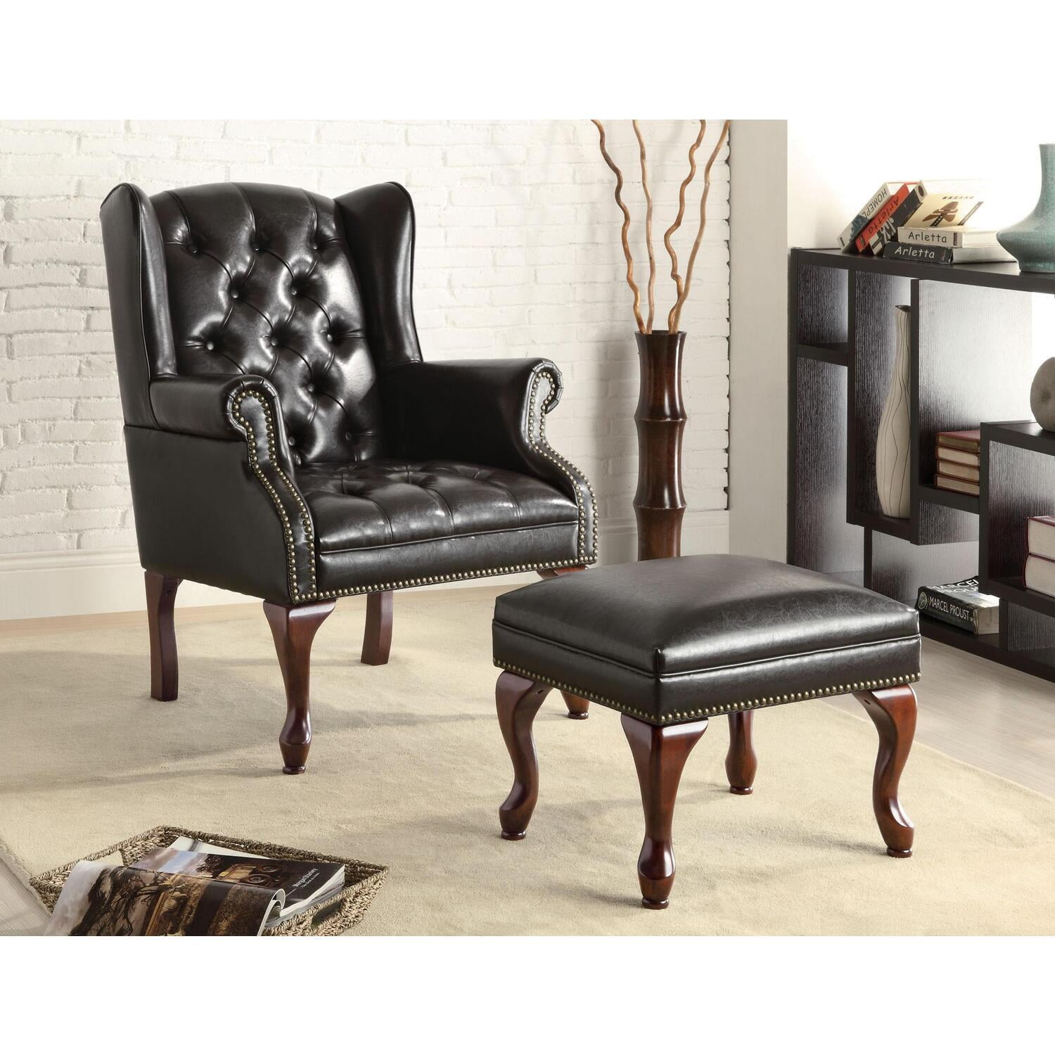 HomeStock Modern Marvel Wing Back Button Tufted Accent Chair And ...