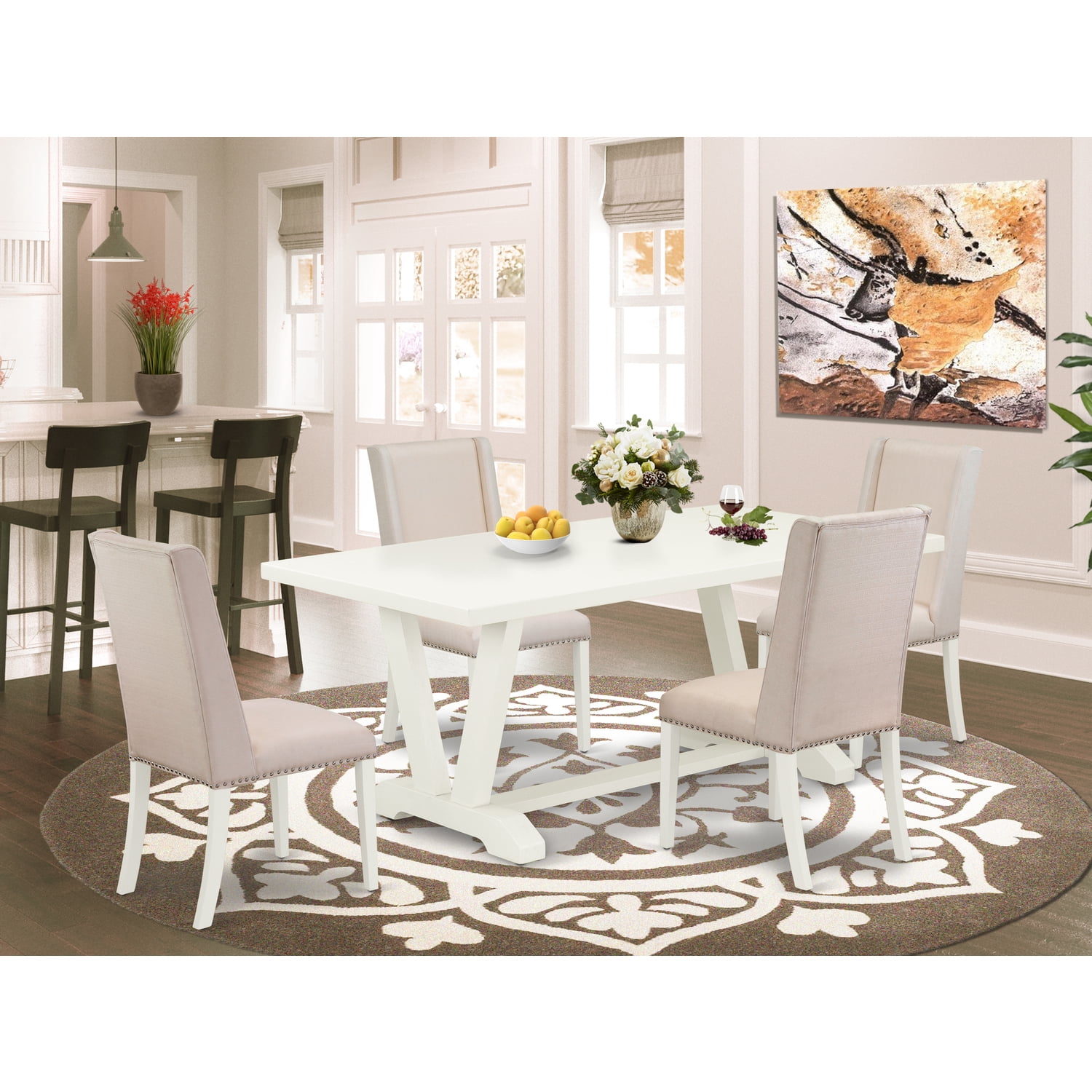 HomeStock Modern Minimalism 5-Pc Modern Dining Table Set Included 4 ...