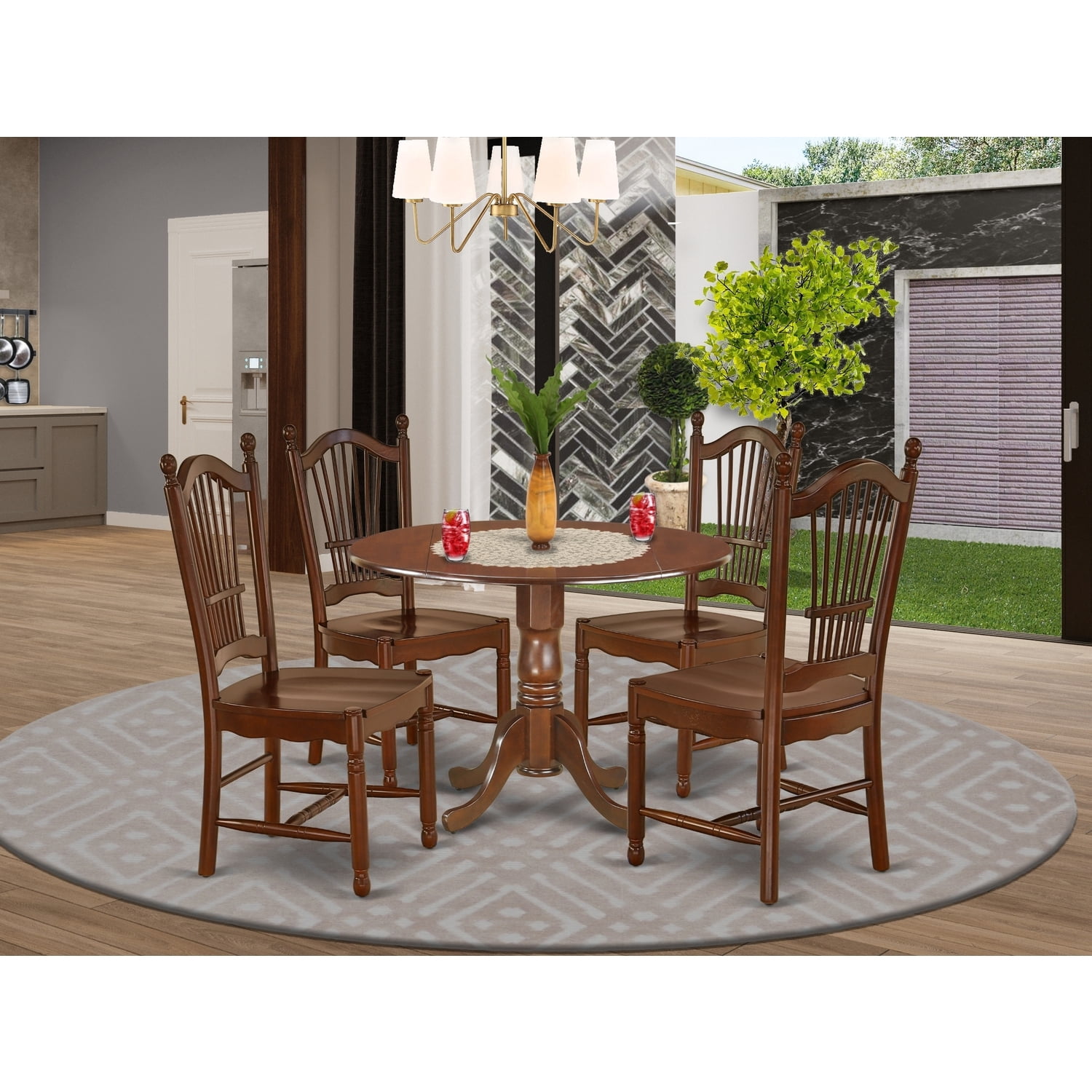 HomeStock Modern Minimalism 5 Piece Kitchen Set Includes a Round Room ...