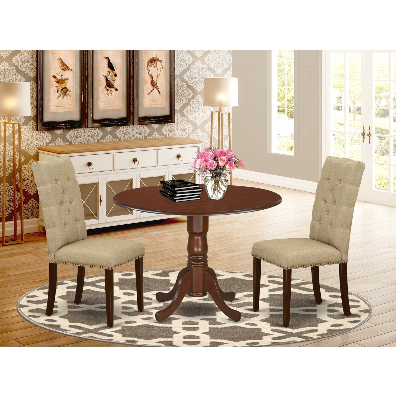 HomeStock Modern Motifs 3-Pc Mid Century Dining Table Set Included A ...