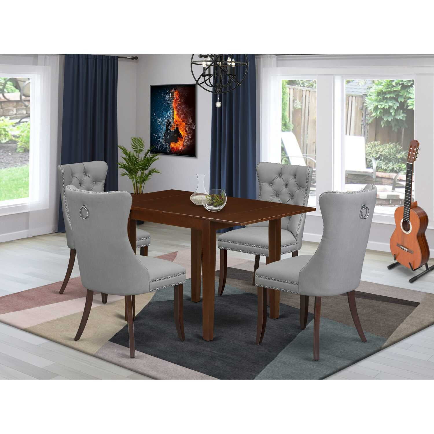 HomeStock Modern Motifs 5 Piece Dining Set Includes a Rectangle Dining ...