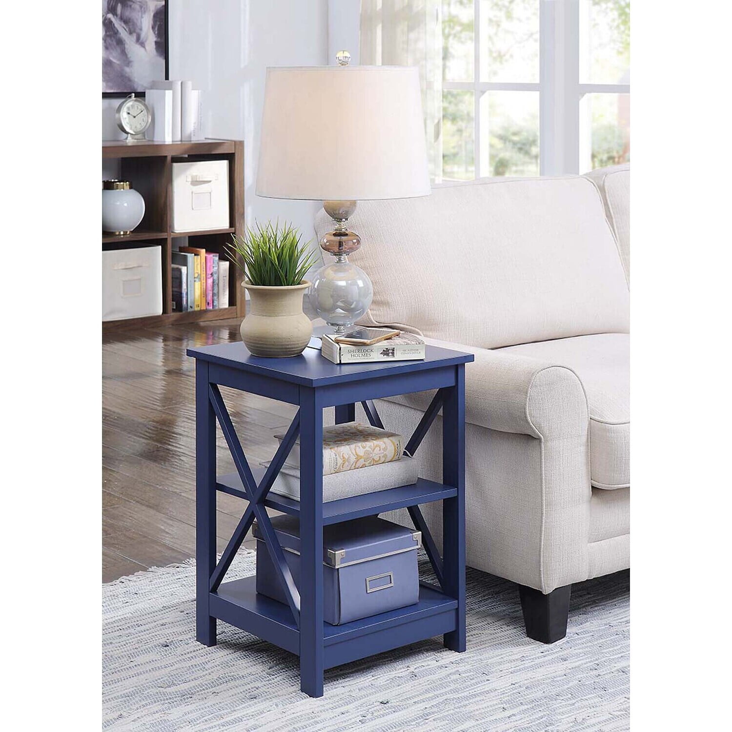 Modern End Table with Shelves - Transitional Accent Table, Living Room ...