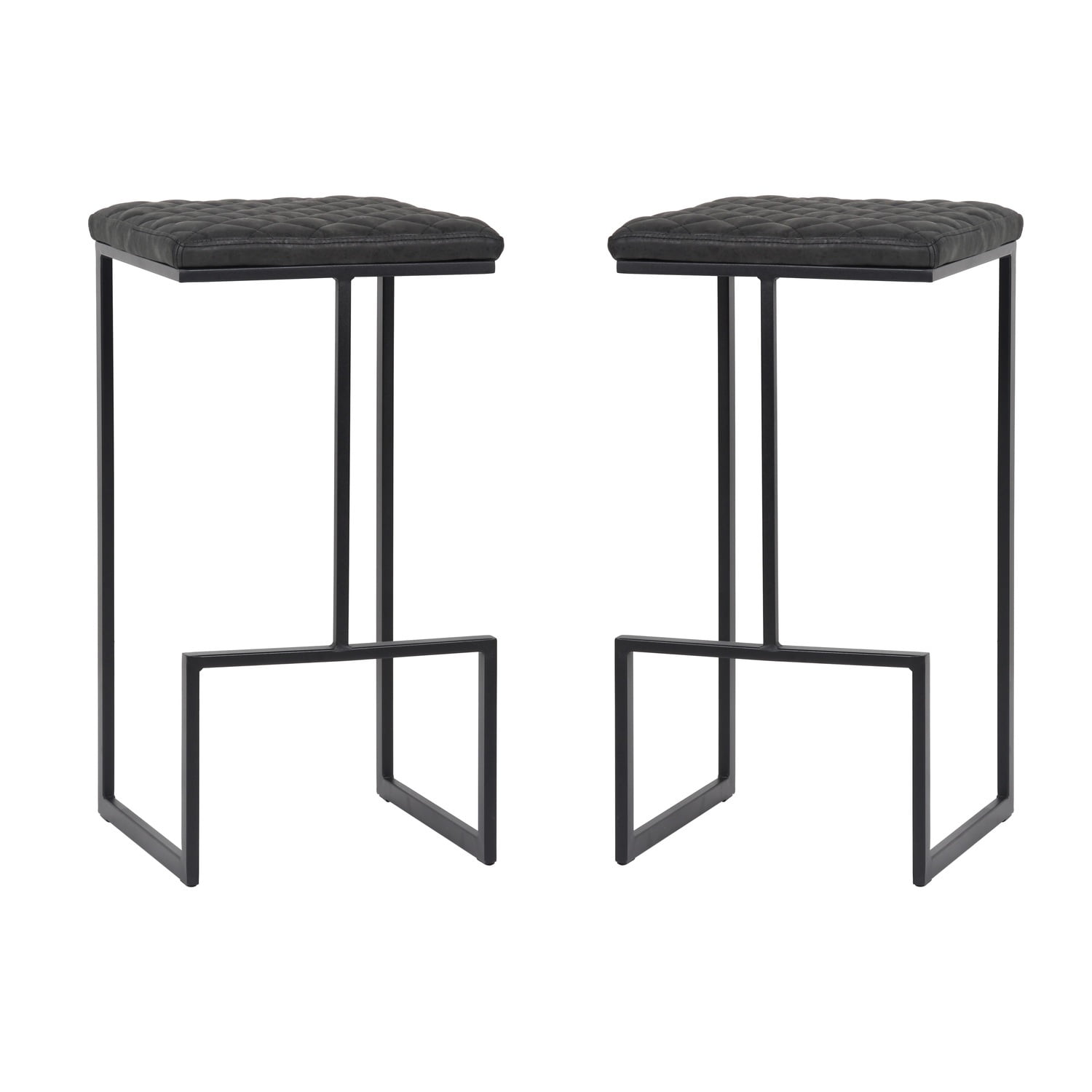 HomeStock Modern Motifs Leather Bar Stools with Metal Frame Set of 2 ...