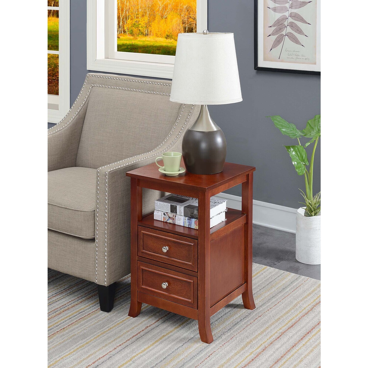 HomeStock Modern Motifs Mahogany Finish End Table - Walmart.com