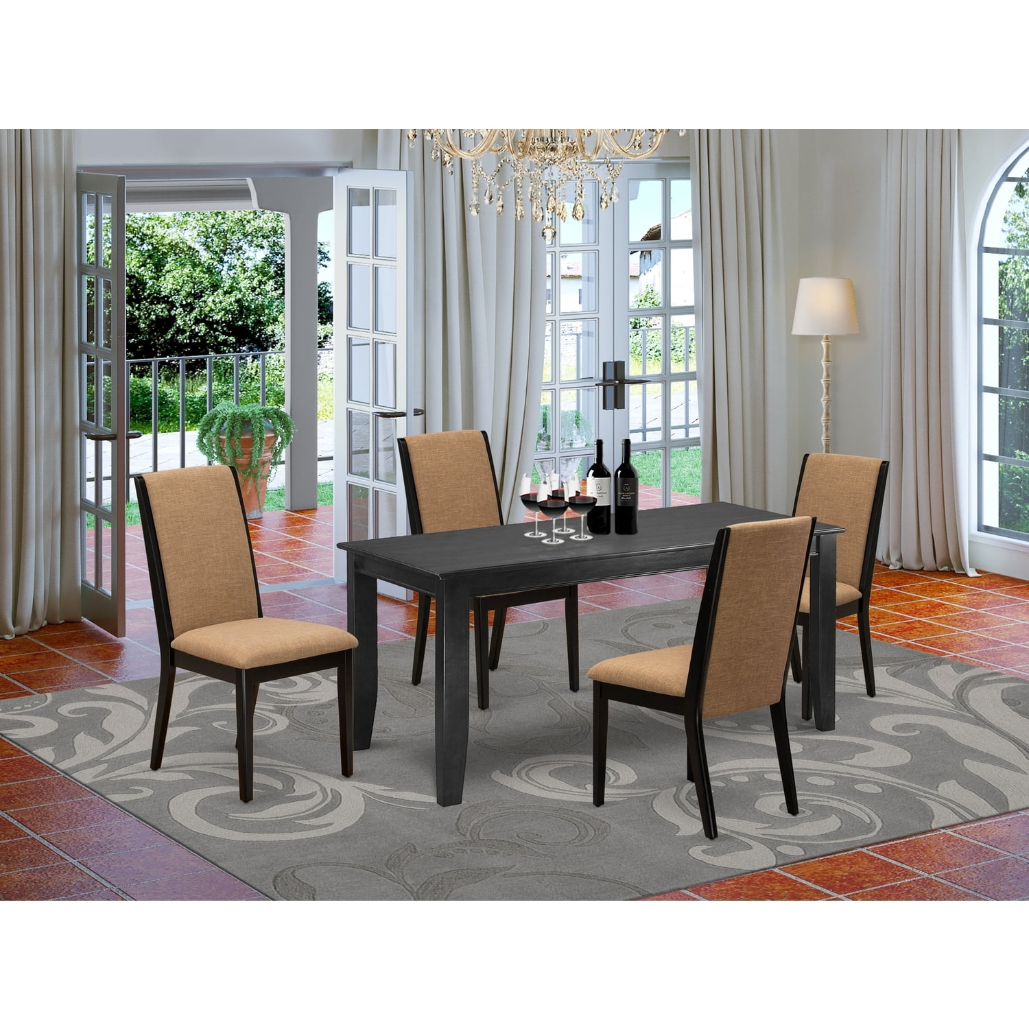HomeStock Modern Muse 5-Piece Dining Room Set- 4 Parson Dining Chairs ...