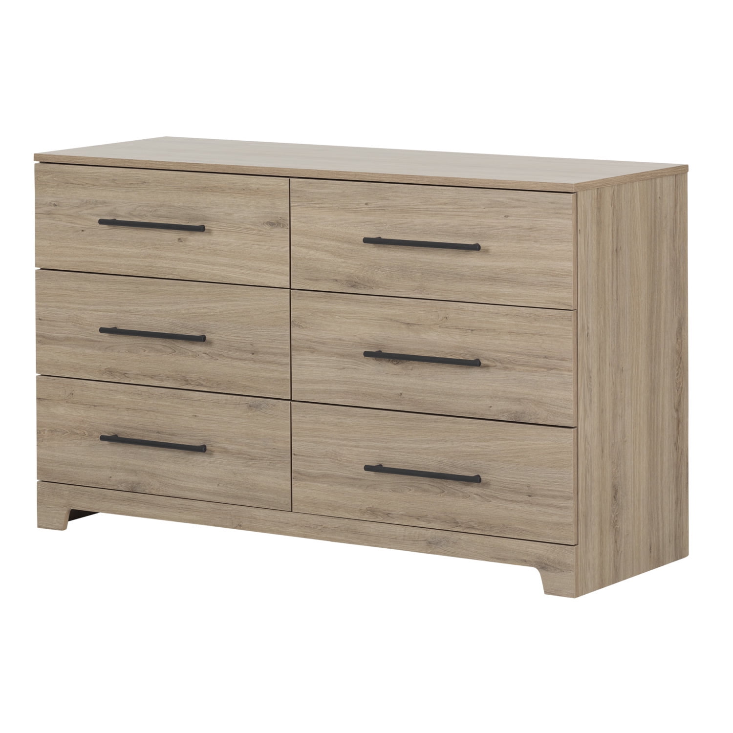 HomeStock Modern Muse 6-Drawer Double Dresser Rustic Oak Finish - 18.75 ...