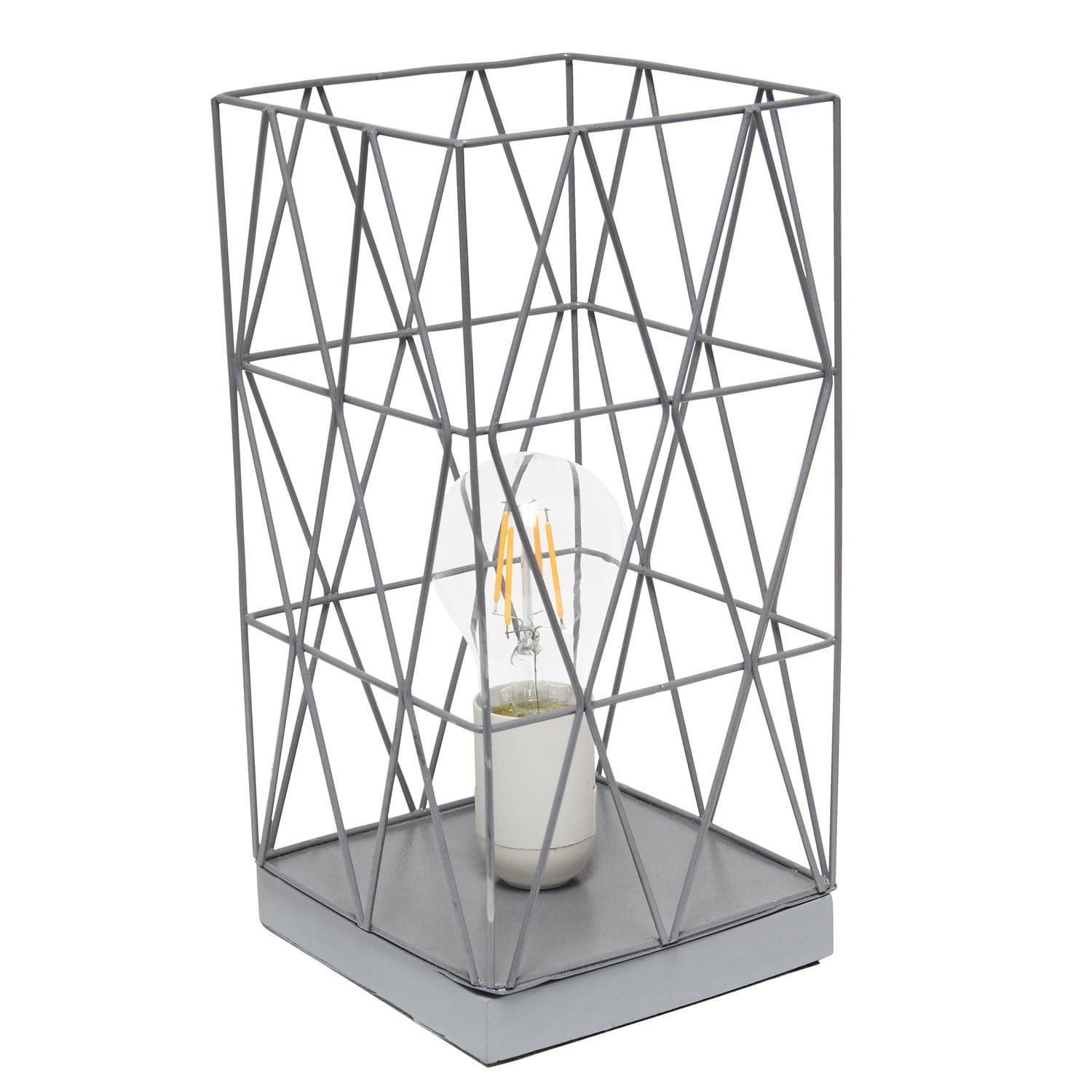 Modern Geometric Table Lamp - Metal Design - Gray Shade - 12" Tall ...