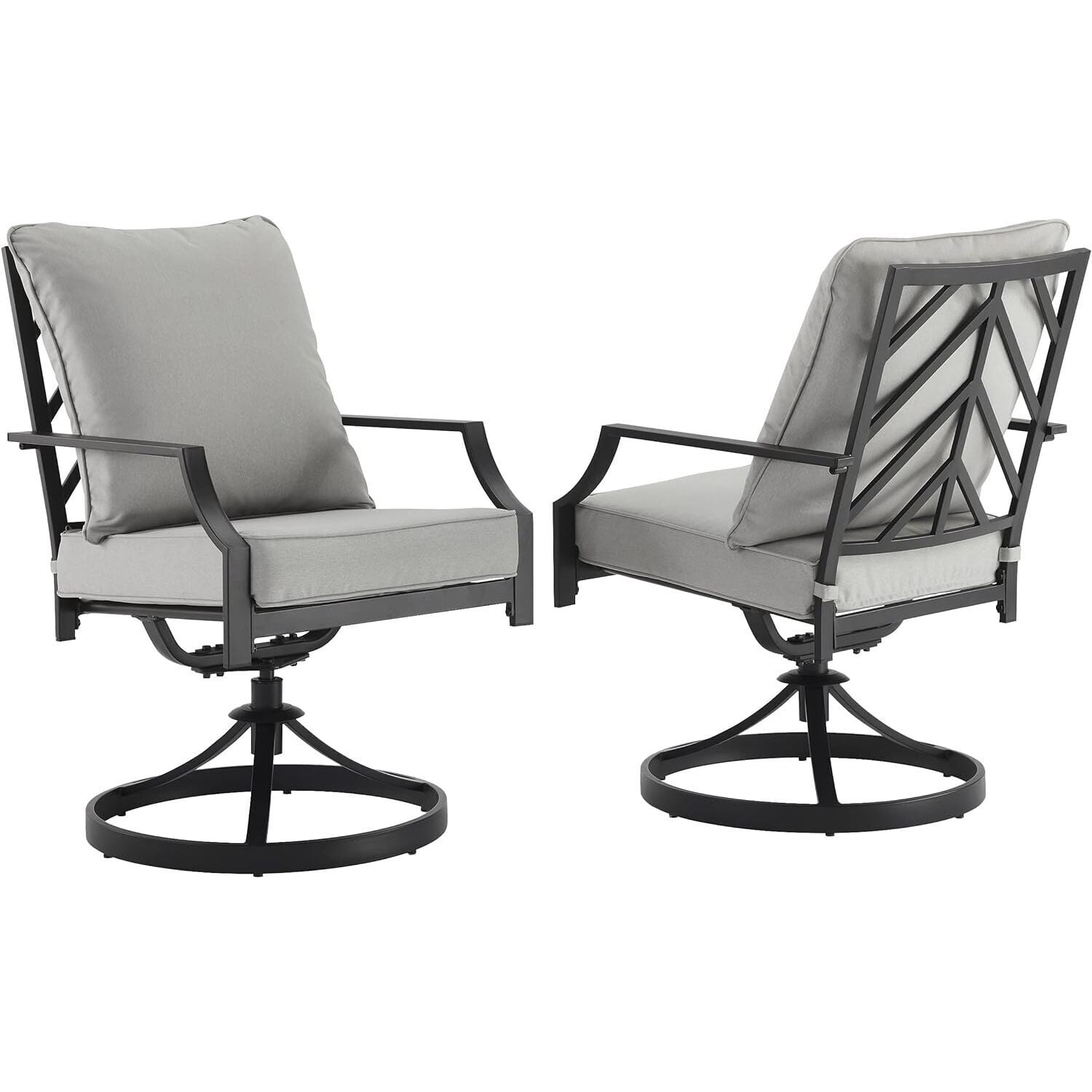 Homestock Modern Muse Outdoor Metal Dining Swivel Chairs Set Of 2