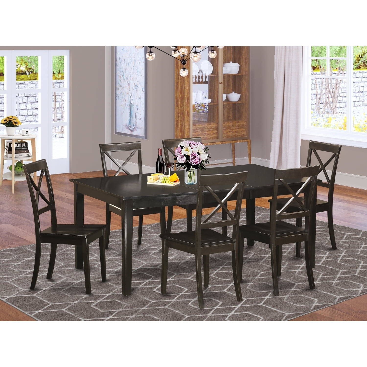 Modern Dining Room Set - Table with 6 Chairs - Kitchen Set - Leaf ...