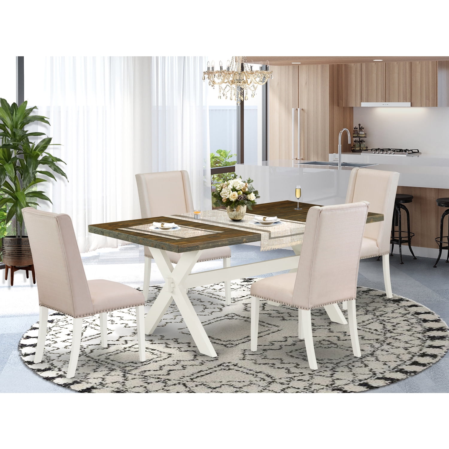5-Piece Kitchen Dinette Set - Dining Table with 4 Chairs - Modern ...