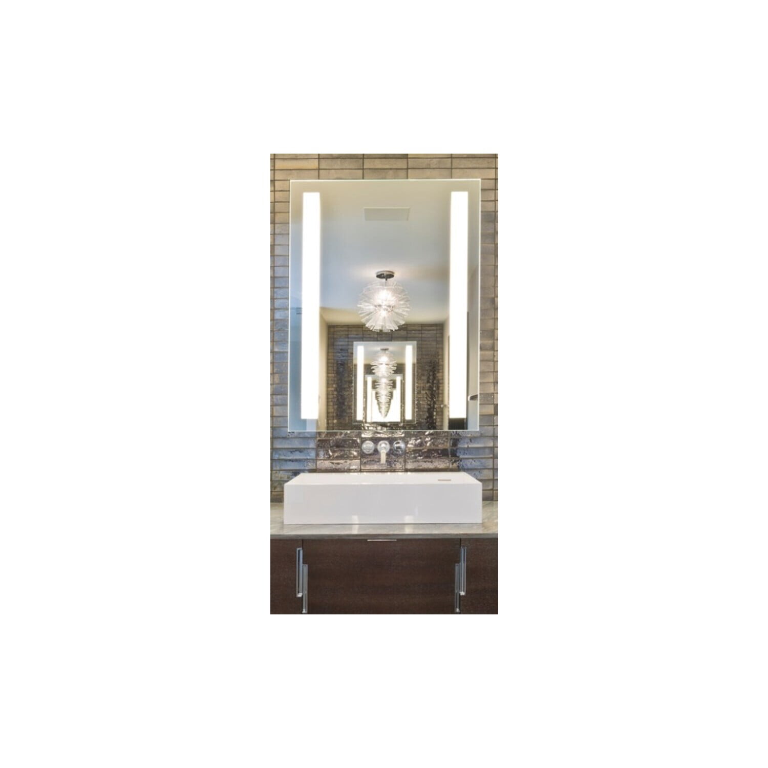 HomeStock Mountain Lodge Backlit Mirror with 2 Vertical Frosted Inset ...