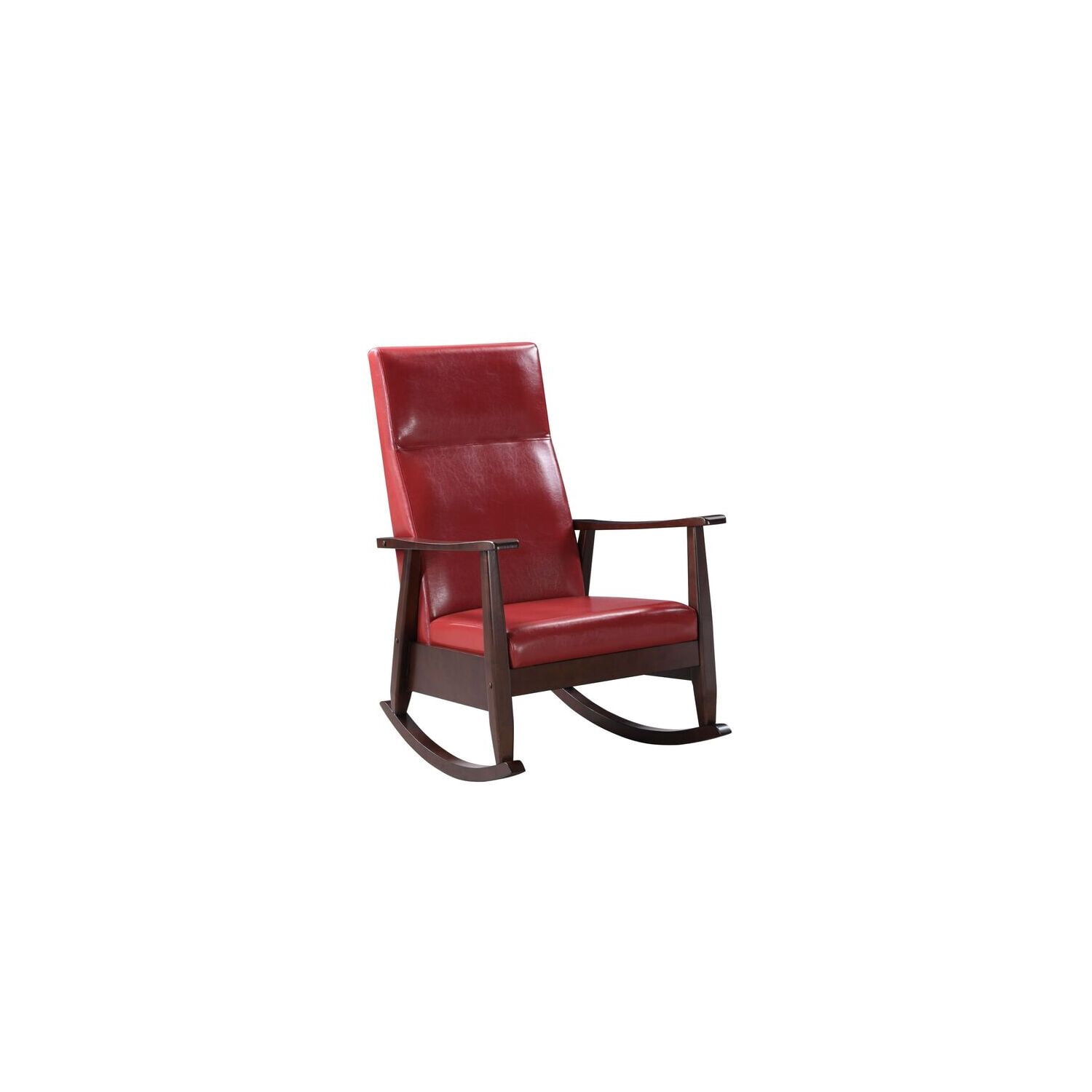 HomeStock Mountain Lodge Rocking Chair in Red PU & Espresso Finish ...