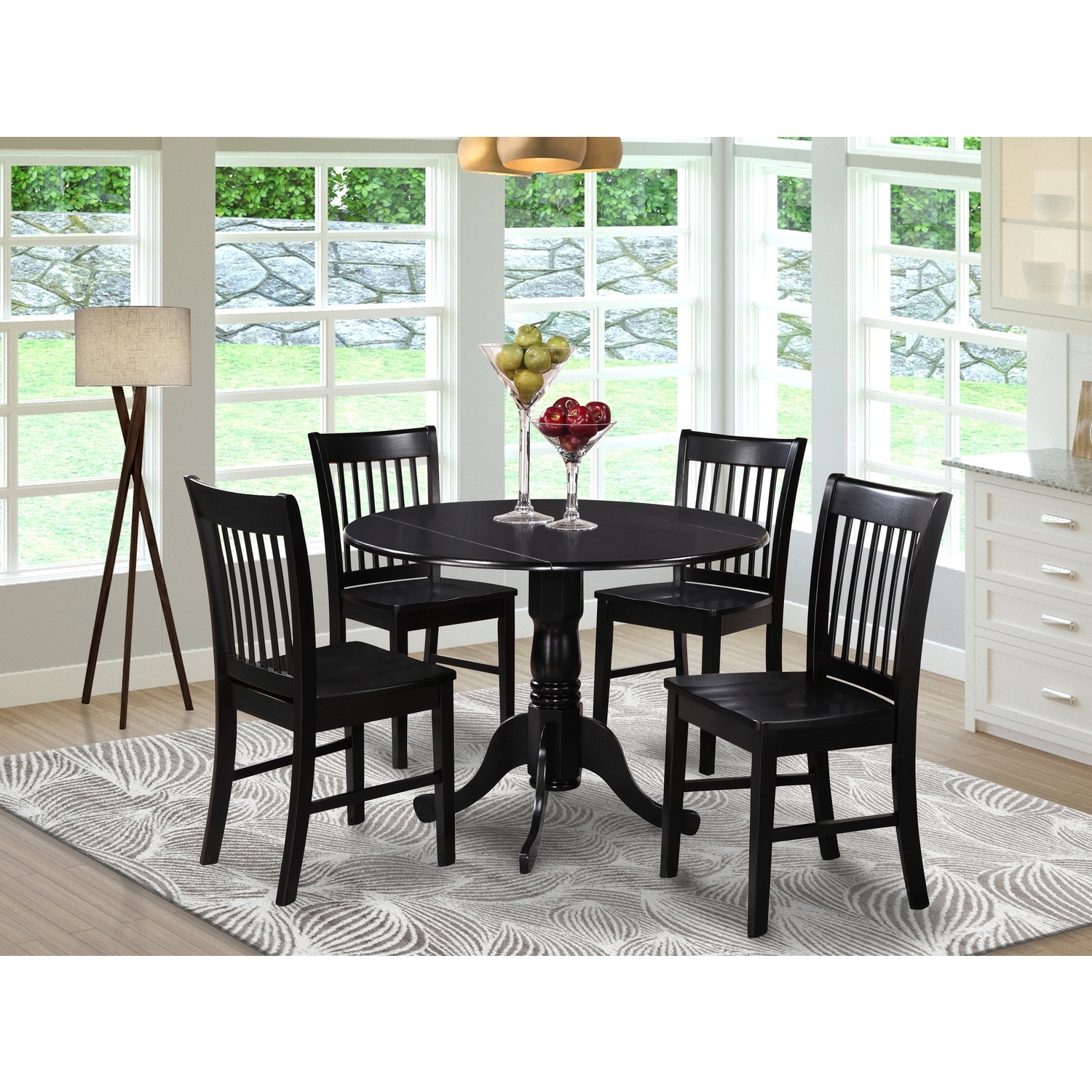 Round Kitchen Table Set with 4 Chairs - Small Drop Leaf Dining Table ...