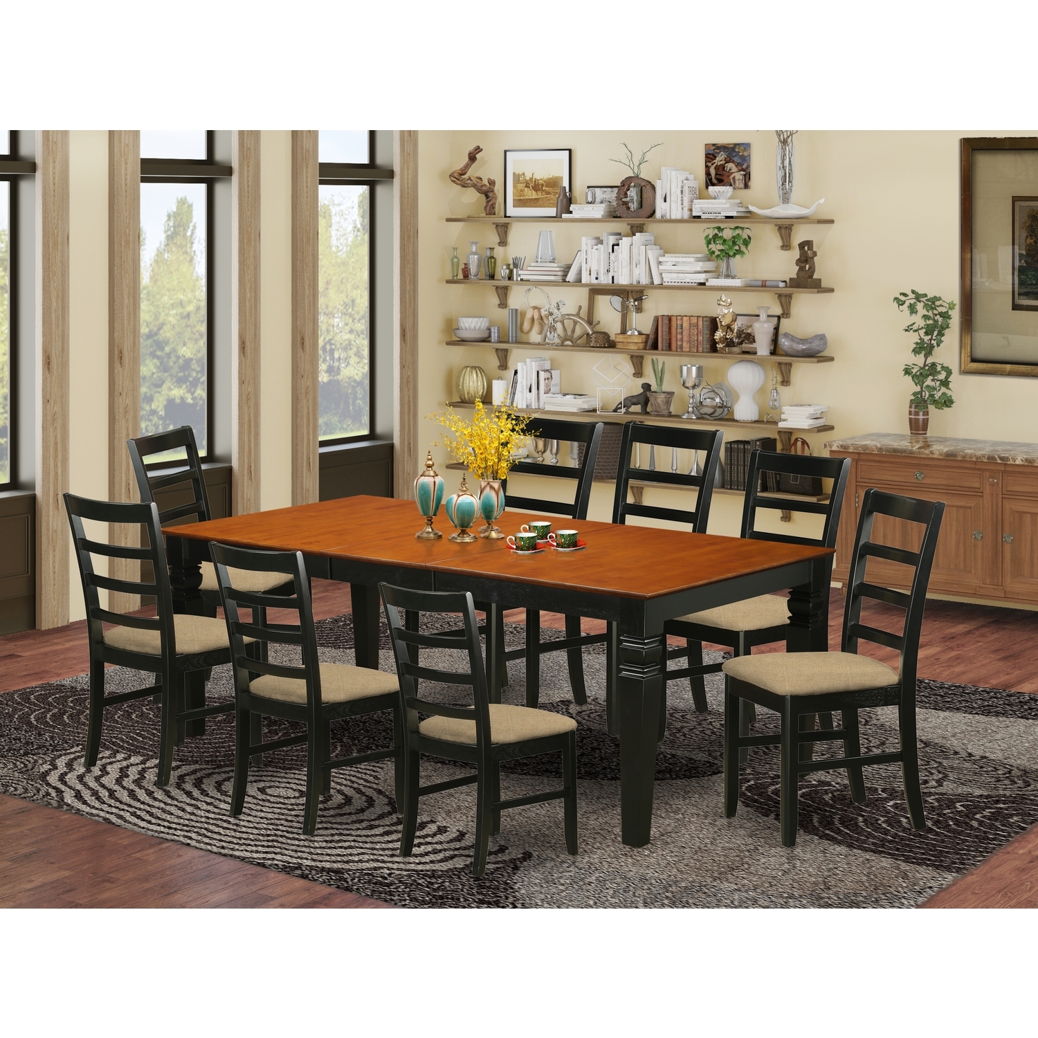 Mountain Lodge Dining Set - Table & Chairs - Black Finish - 9 Piece Kitchen Set - Walmart.com