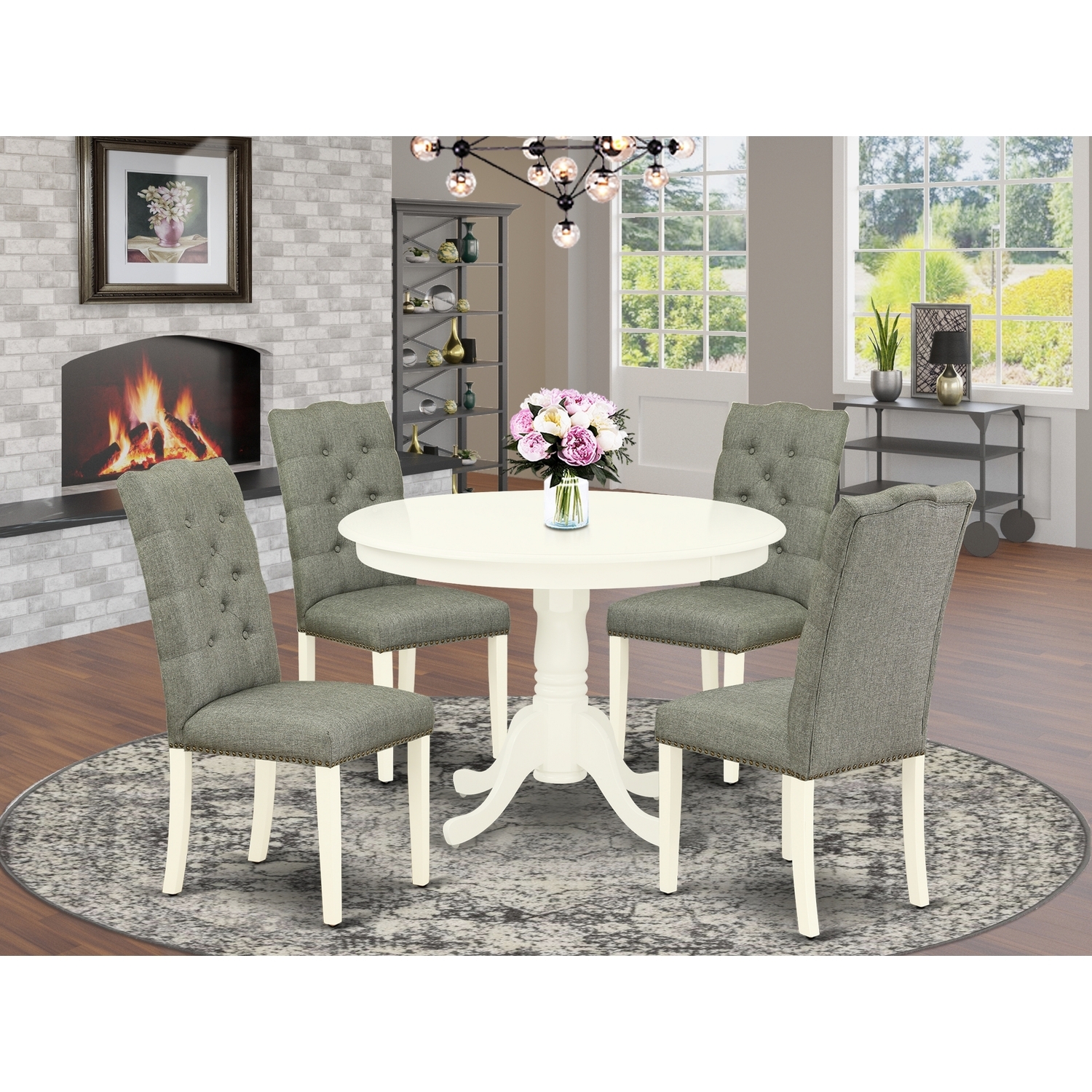 HomeStock Mountain Majesty 5-Pc Kitchen Set- 4 Kitchen Parson Chair And ...