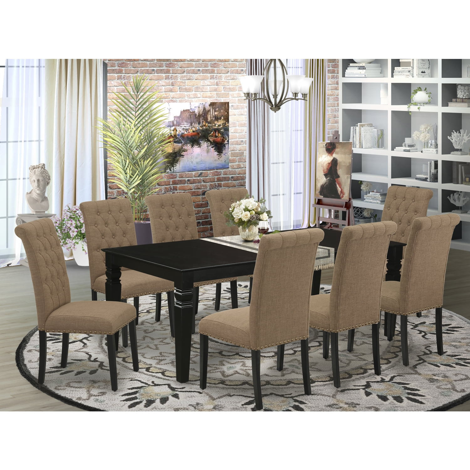 HomeStock Mountain Majesty 9Pc Dining Set Includes A Rectangle Dining ...