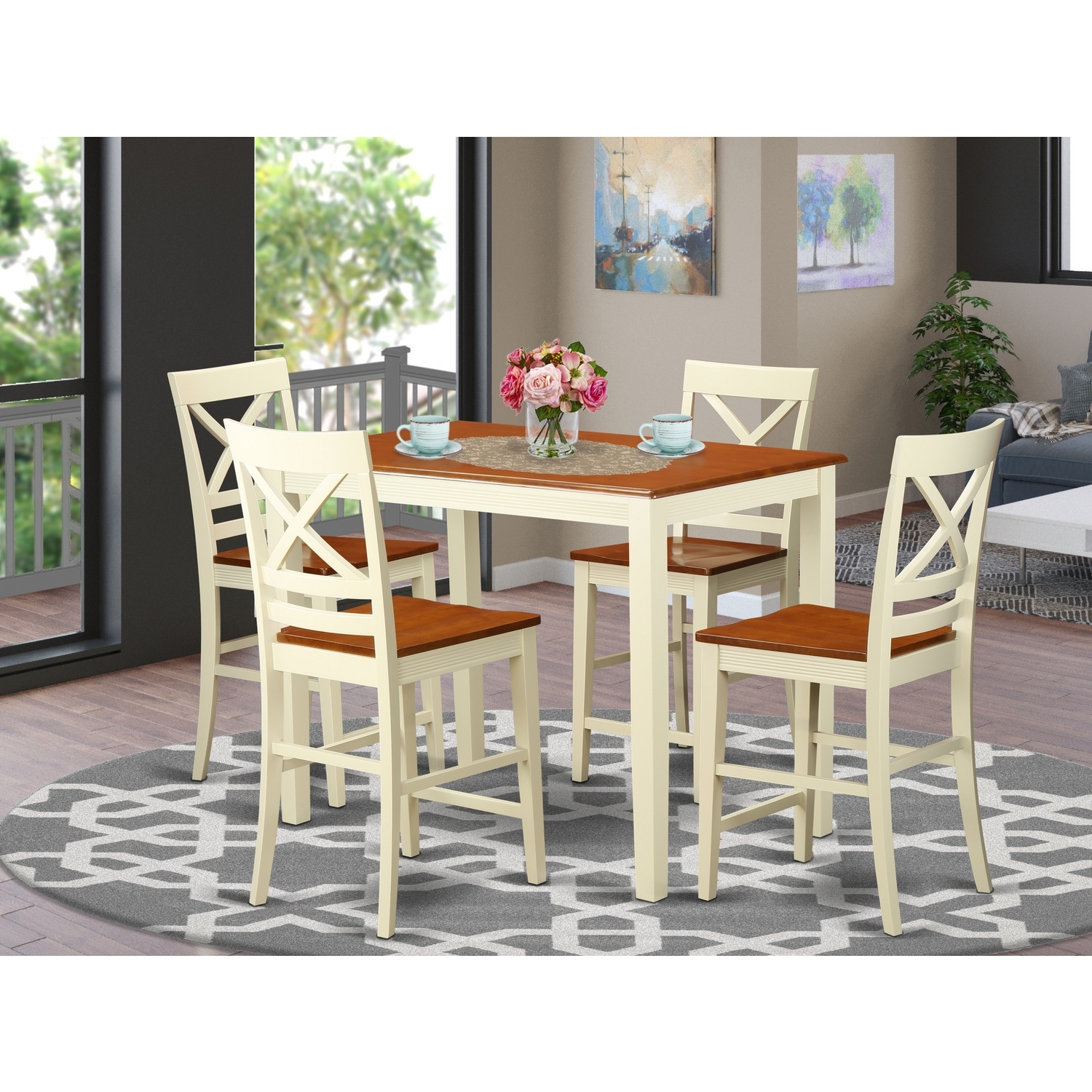 HomeStock Mountain Majesty Counter Height Set- High Table And HomeStock ...