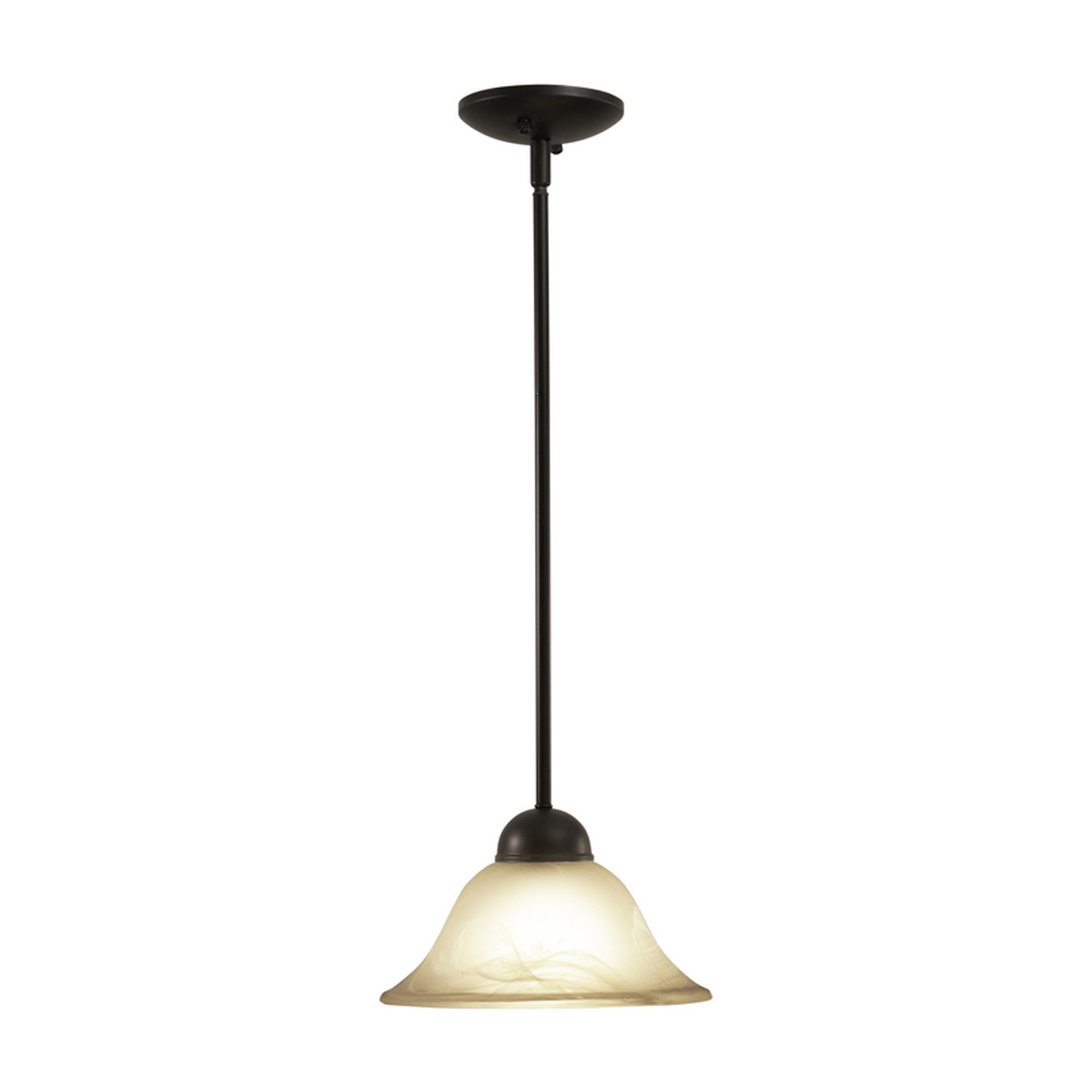 HomeStock Mountain Majesty Vinci Bronze Mini Pendant, White Alabaster ...