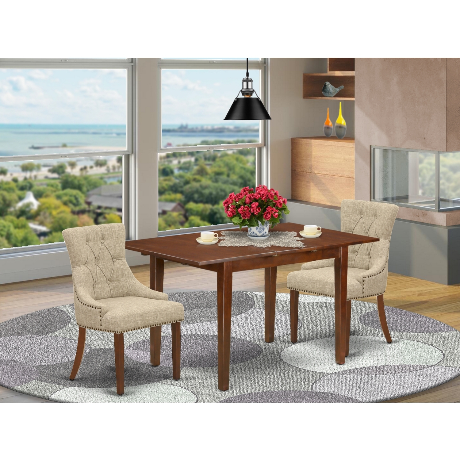 HomeStock Natural Beauty 3Pc Dinette Set Includes A Rectangular Kitchen ...