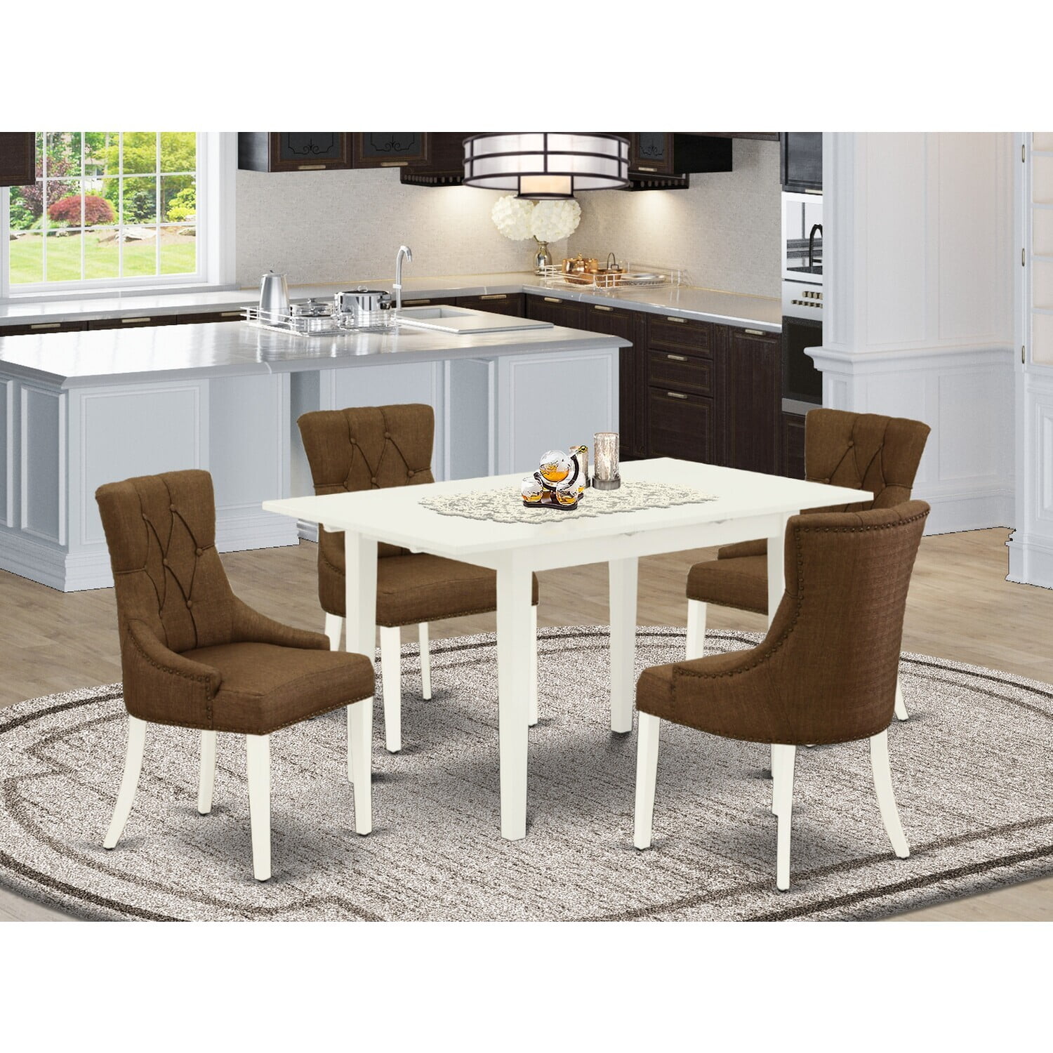 HomeStock Natural Beauty 5-Piece Kitchen Set - 4 Parson Chairs With ...