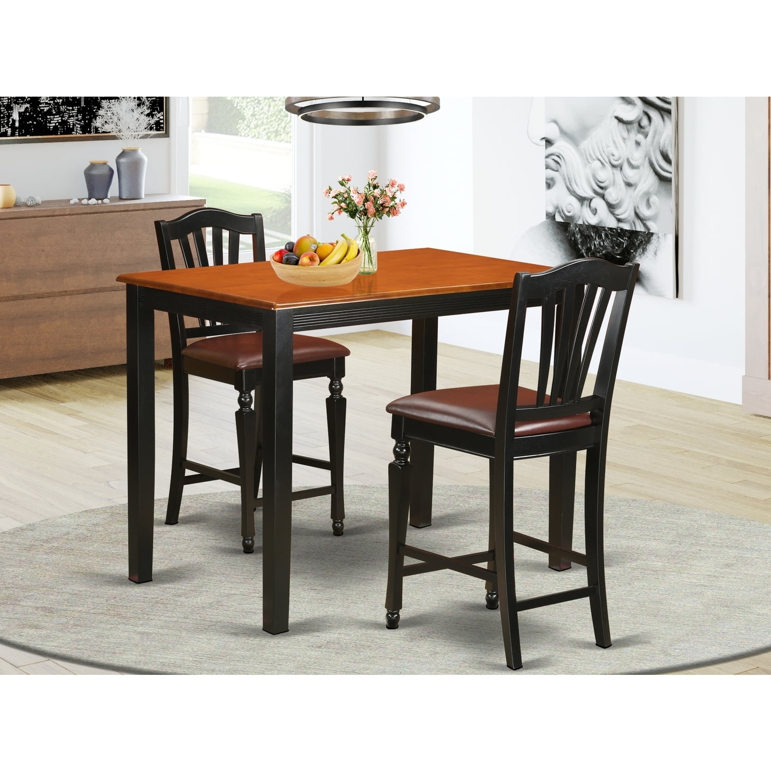 Counter Height Dining Set - 5 Piece Table & Chairs - Modern Kitchen Pub ...
