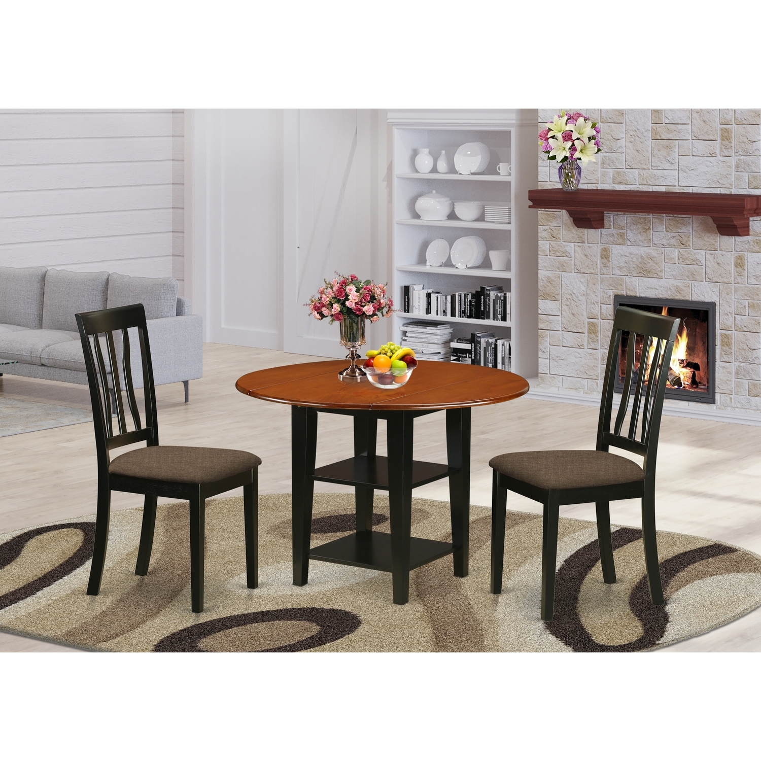HomeStock Naturally Nice 3 Piece Sudbury Set With One Round Dinette ...
