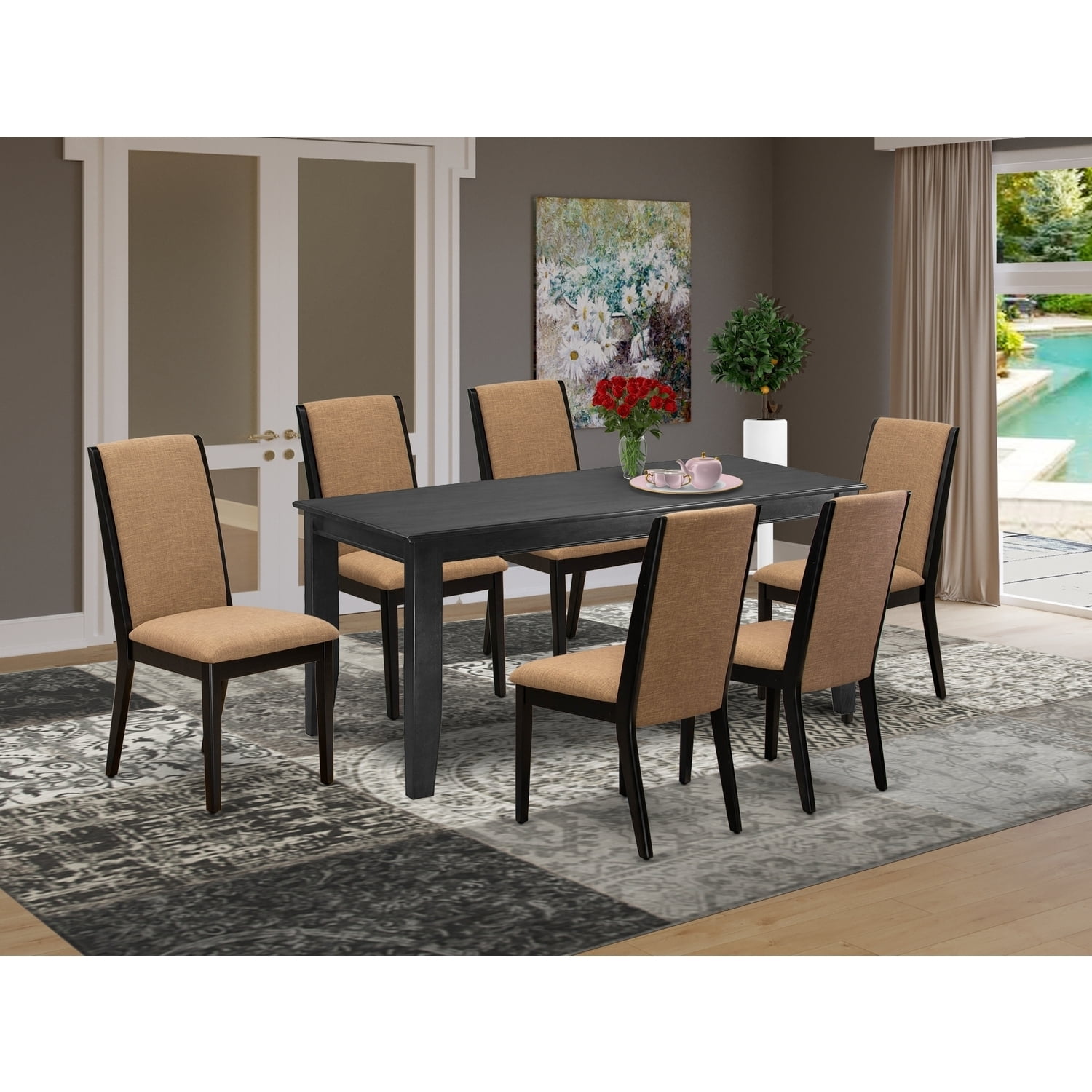 HomeStock Naturally Nice 7 Piece Kitchen Set Consist of a Rectangle ...