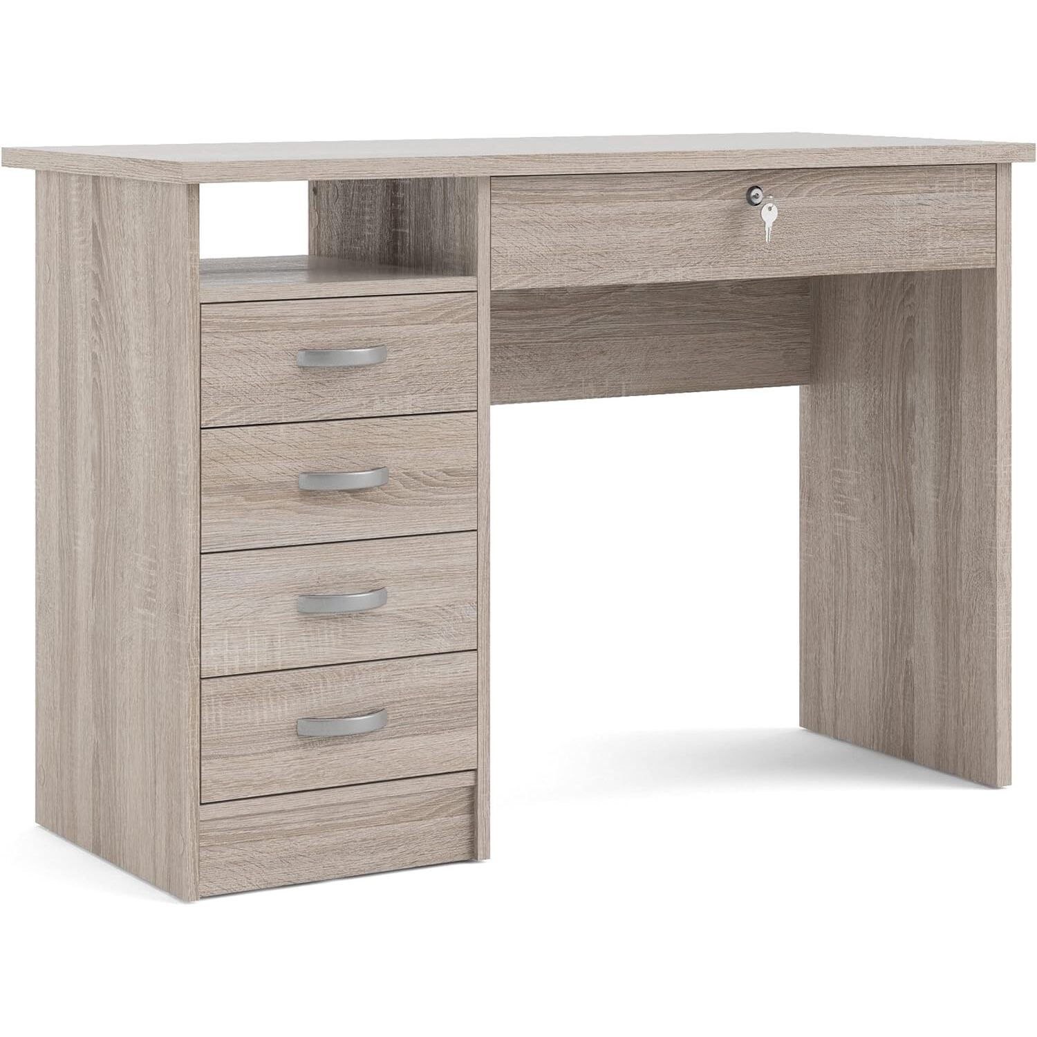 HomeStock Naturally Nice Desk With 5 Drawers-Color:Light Woodgrain ...