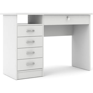 5 Drawers Computer Desk, Study Writing Desk with Reversible Filing ...