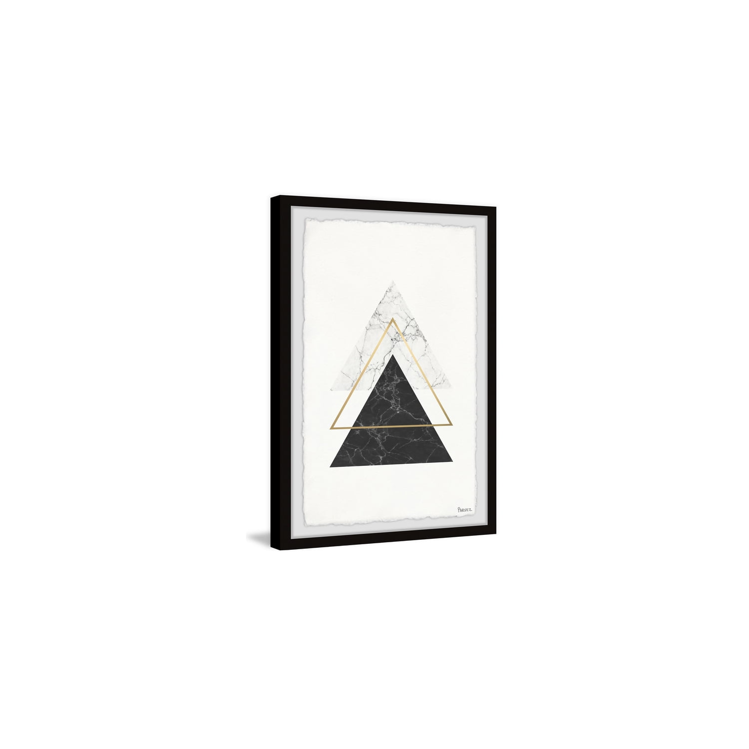 HomeStock Naturally Nice Golden Marble Triangles Framed Painting Print ...