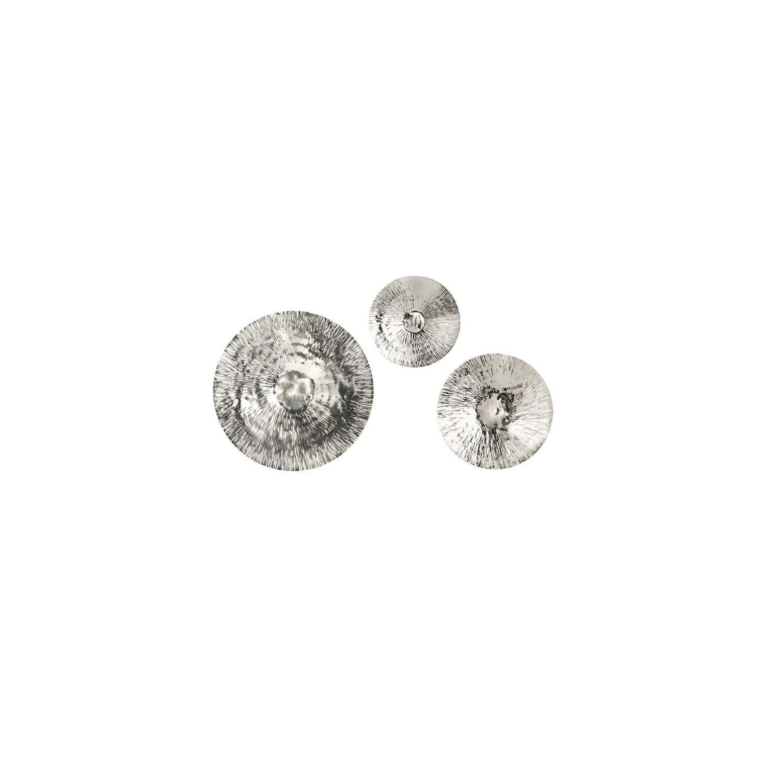 HomeStock Naturally Nice Silver Oversized Disc Wall Decor, Set of 3 ...