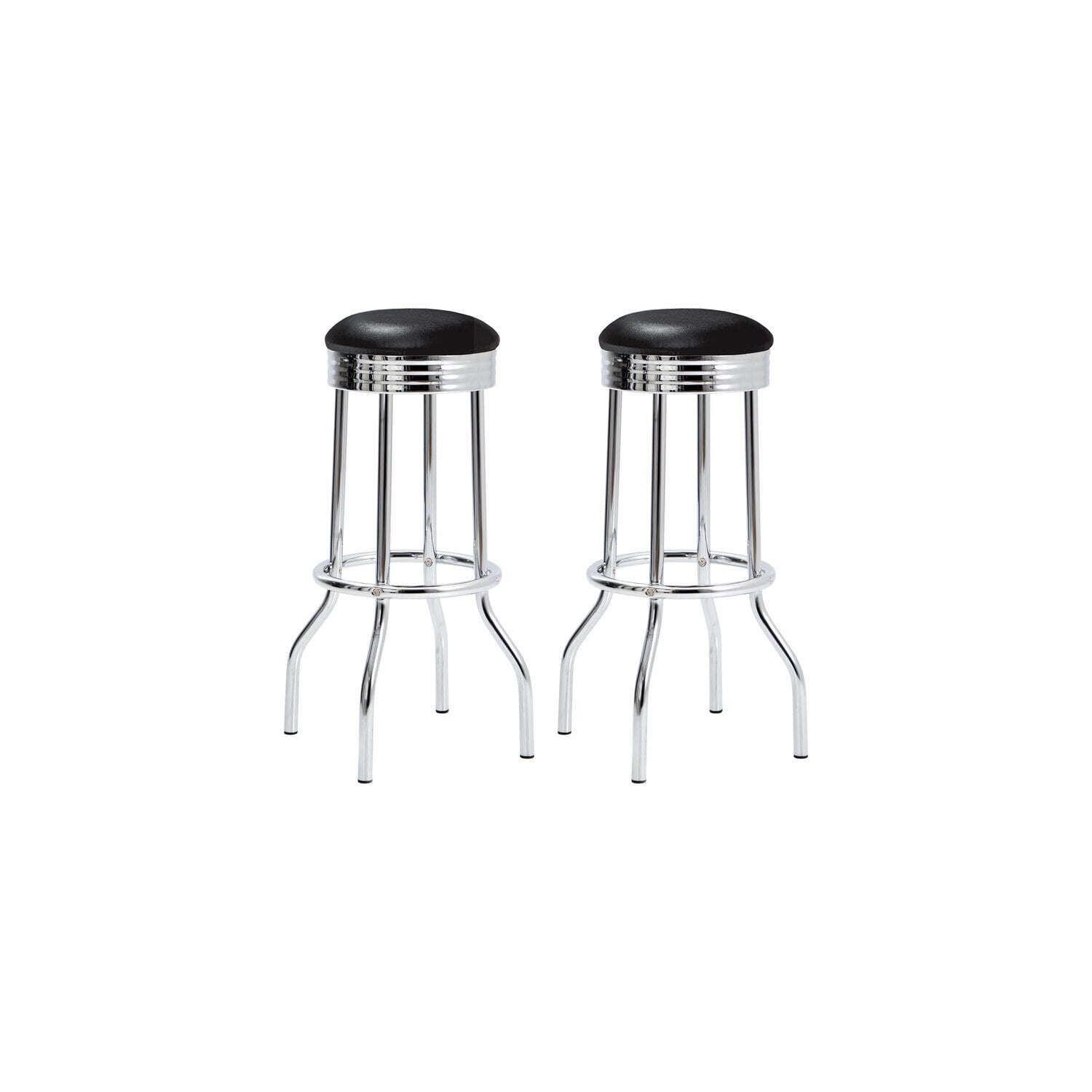 HomeStock Naturally Nice Upholstered Top Bar Stools (Set of 2), Black ...