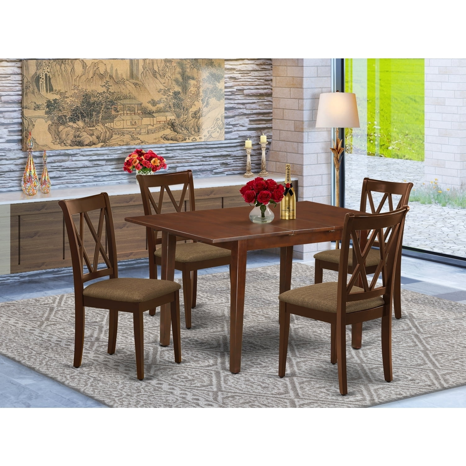 Neo-Classical 5Pc Dinette Set - Rectangle Table & 4 Kitchen Chairs ...