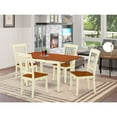 Rectangular Dining Table Set - 5pc Neo-Classical Design with Leaf & 4 Chairs - Elegant Home ...