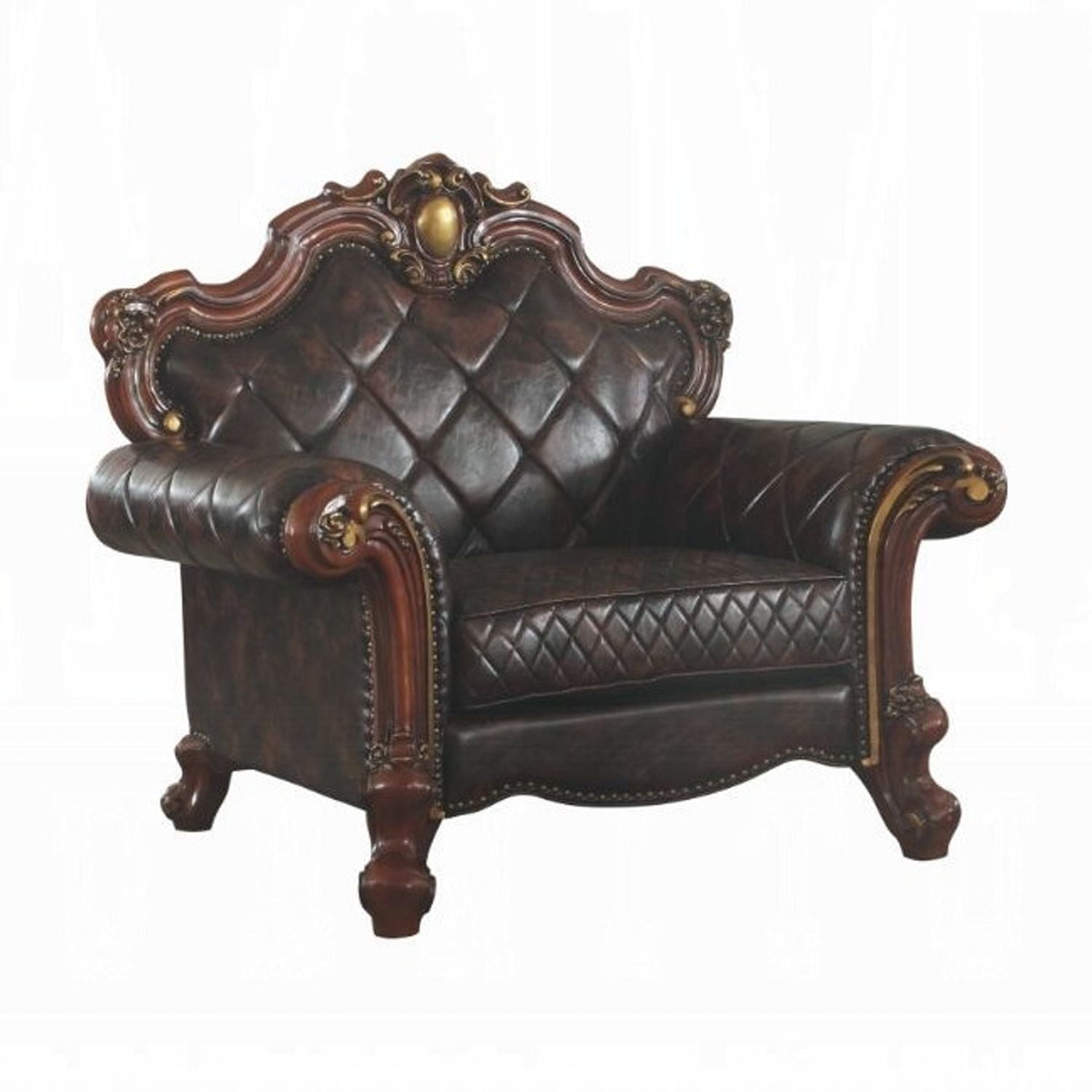 HomeStock Neo-Classical Nostalgia Chair with 1 Pillow in Vintage Cherry ...