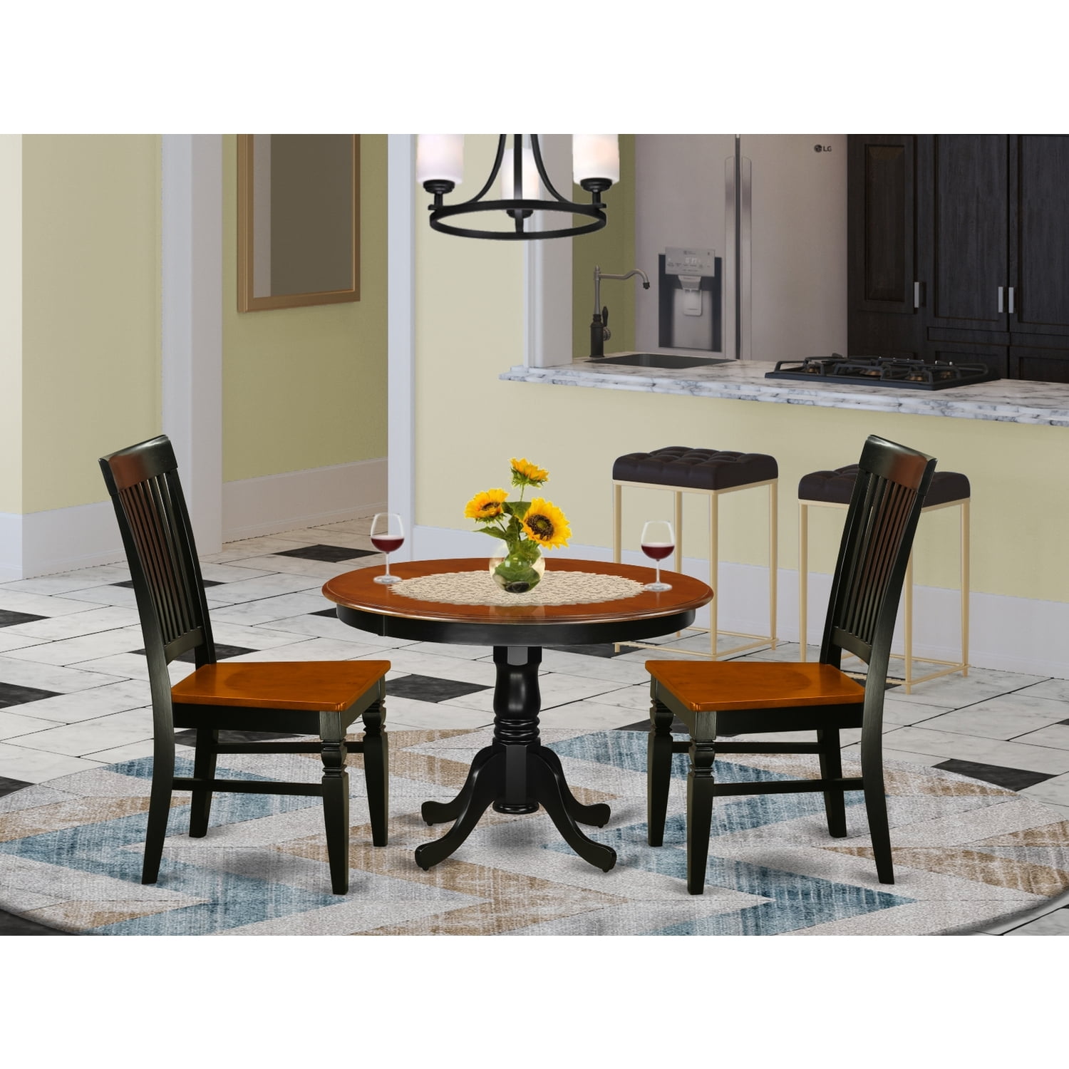 3-Piece Kitchen Table Set - Dining Table & 2 Chairs - Small Space ...