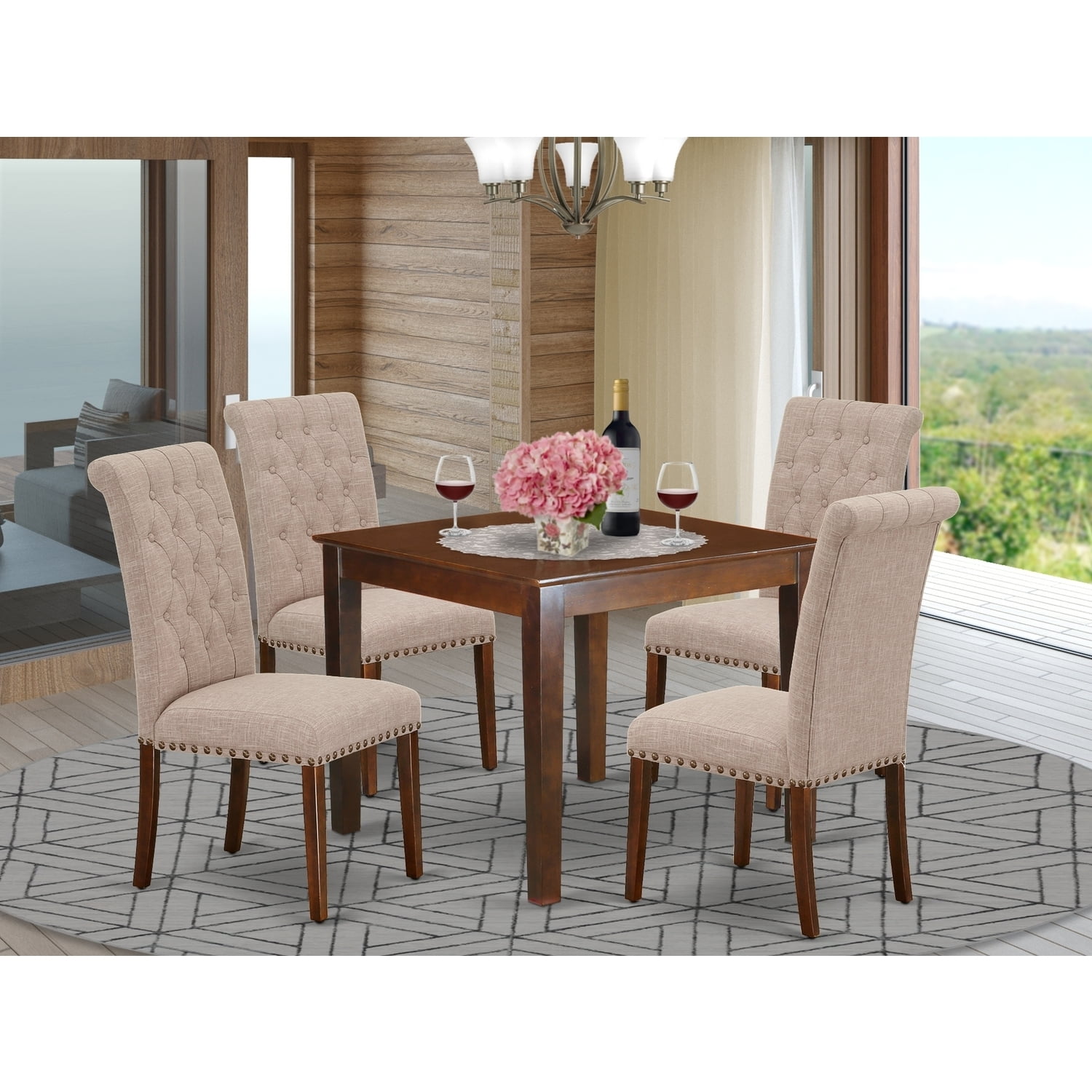 HomeStock Nordic Haven 5Pc Dining Set Includes A Square Dinette Table ...