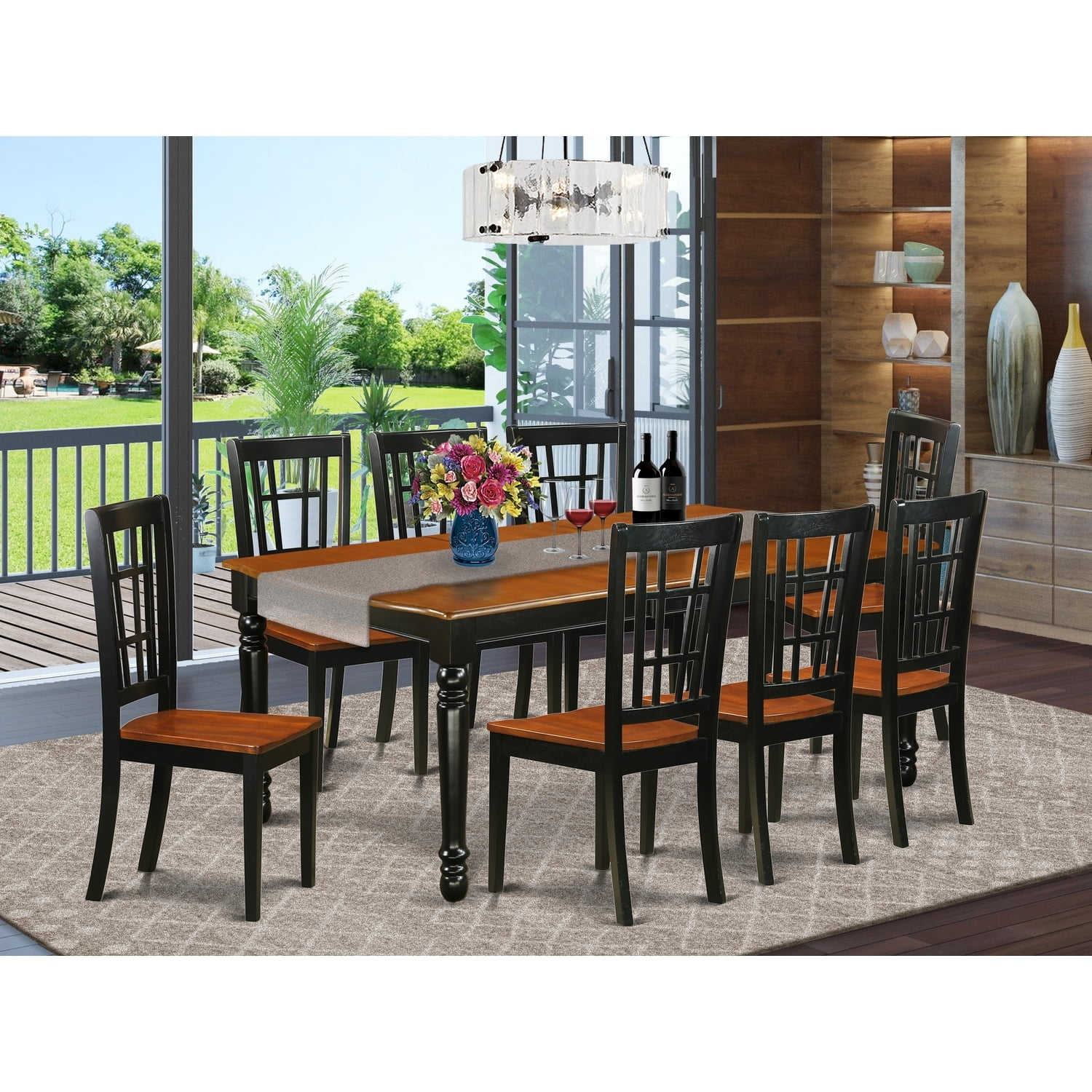 HomeStock Nordic Haven 9 Pc Kitchen Tables And Chair Set With One Dover ...
