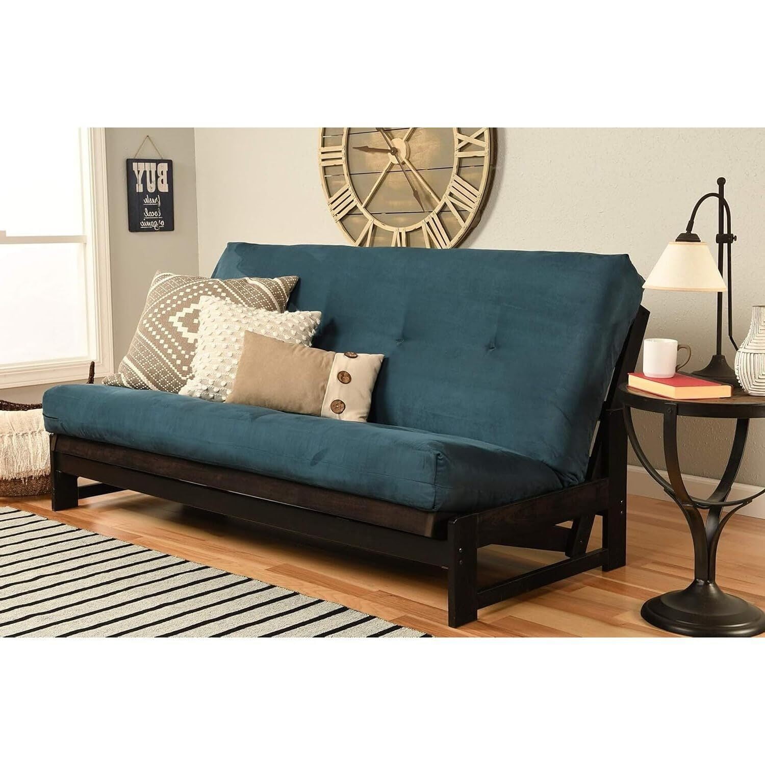 HomeStock Nordic Haven Full Size Futon Frame Set in Reclaimed Mocha ...